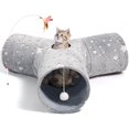 3-Way Collapsible Cat Tunnel Toy with Self-Luminous Tube & Peek Hole ...