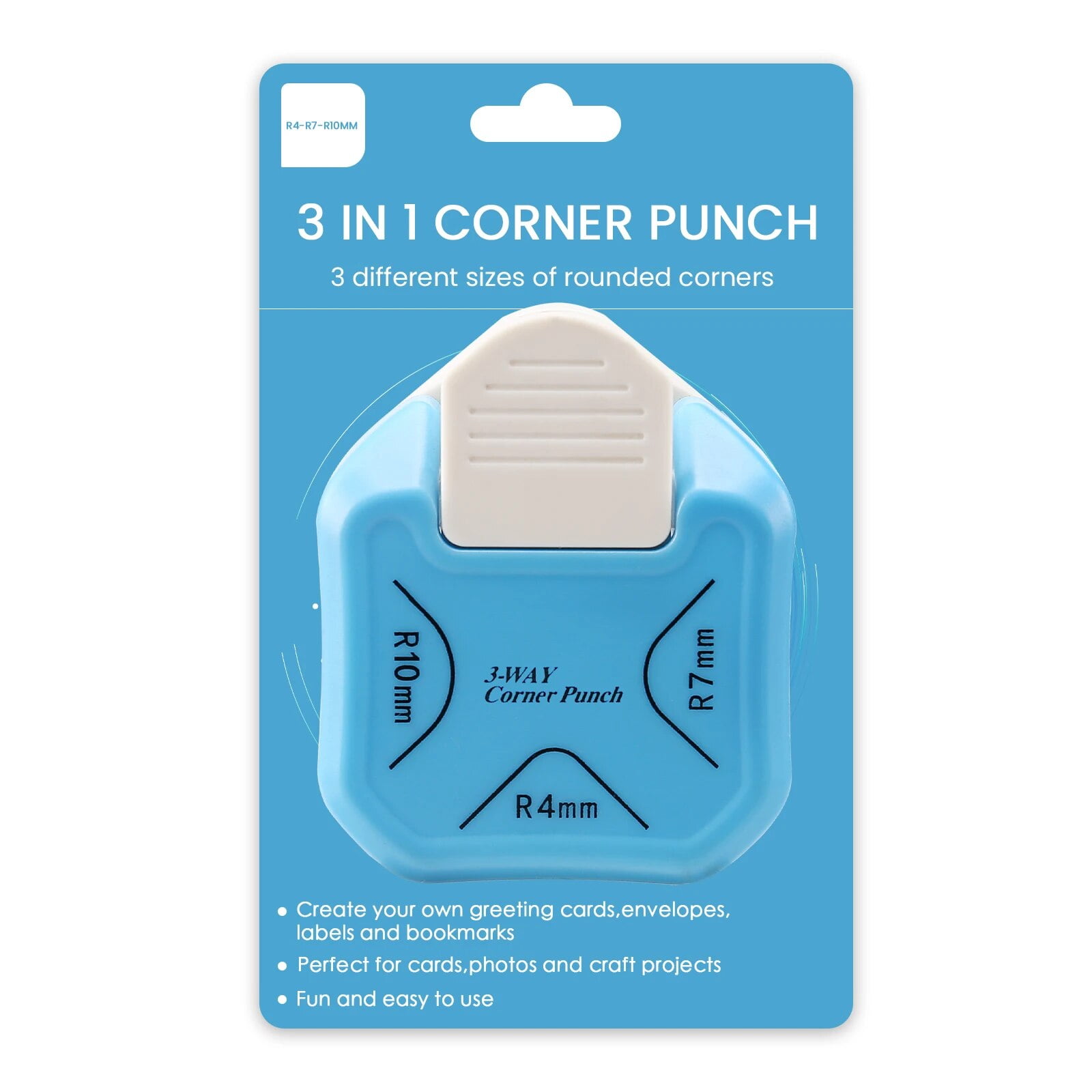 3 Way Corner Rounder Punch, 4mm, 7mm, 10mm 3 in 1 Corner Cutter for ...