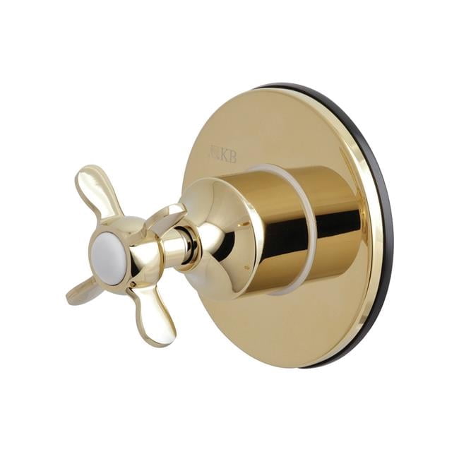 3 Way Diverter Cross Handle Valve with Trim Kit, Polished Brass ...