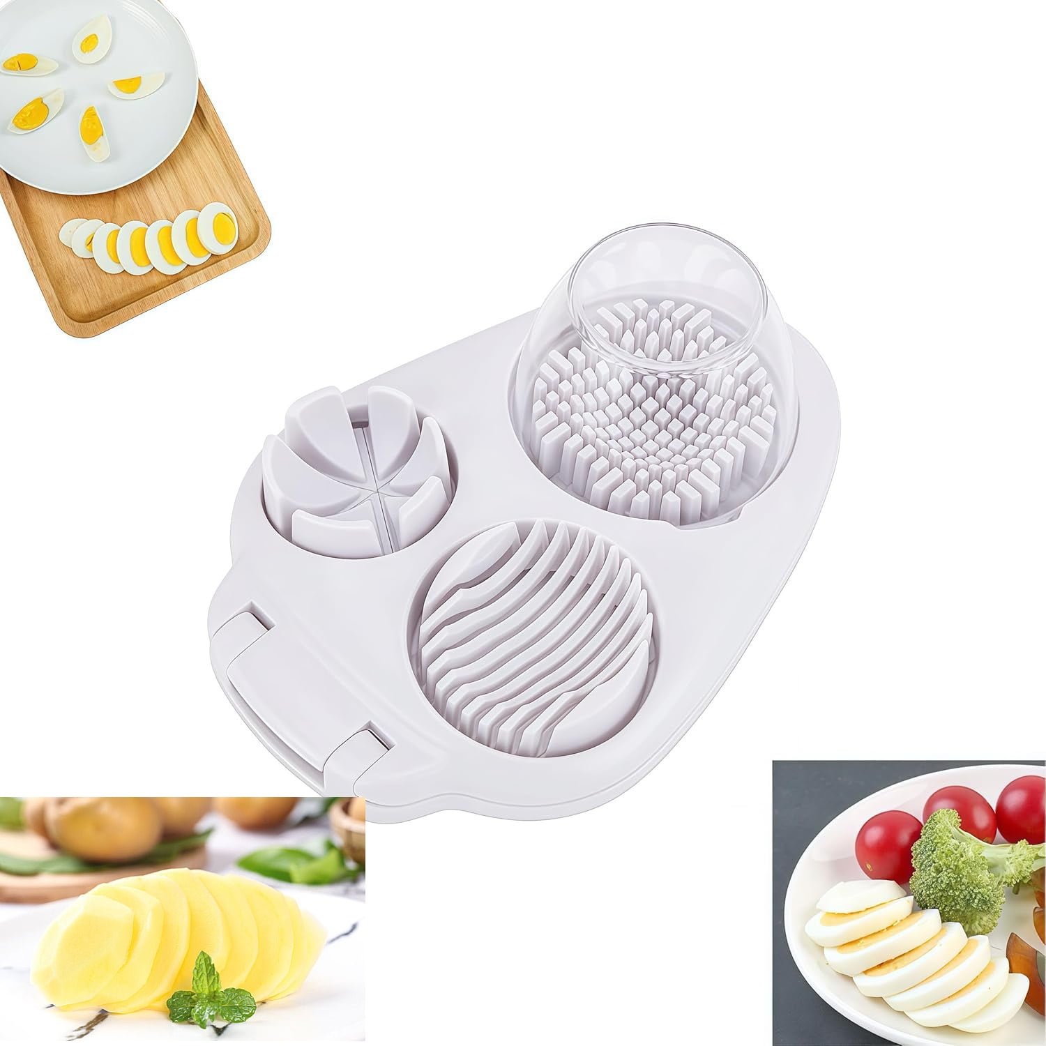 3 Way Egg Slicer for Hard Boiled Eggs, 3 in 1 Kitchen Multi Chopper ...