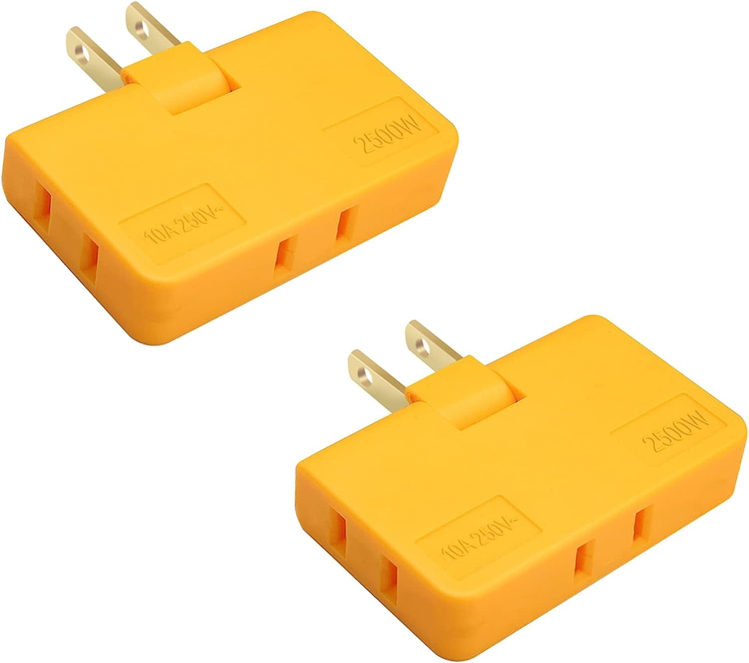 3 Way Flat Wall Plug Adapter, 2-Prong Swivel Mini Indoor Wall Tap Plug ...