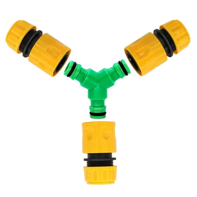 3 Way Garden Hose Pipe Connector + 3x Quick Water Stop Release Fittings ...