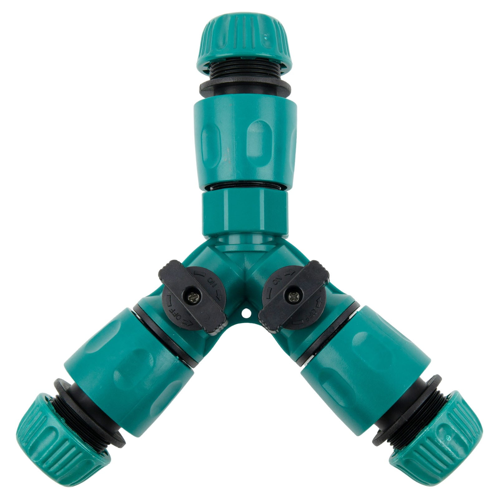 3-Way Garden Hose Splitter with 2 ON/OFF Valves, 1/4 inch Green ABS ...
