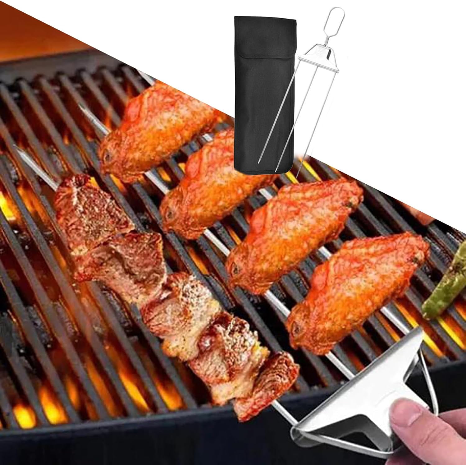 3 Way Grill Skewers - Grill Savant Skewers, Metal Skewers for Grilling ...