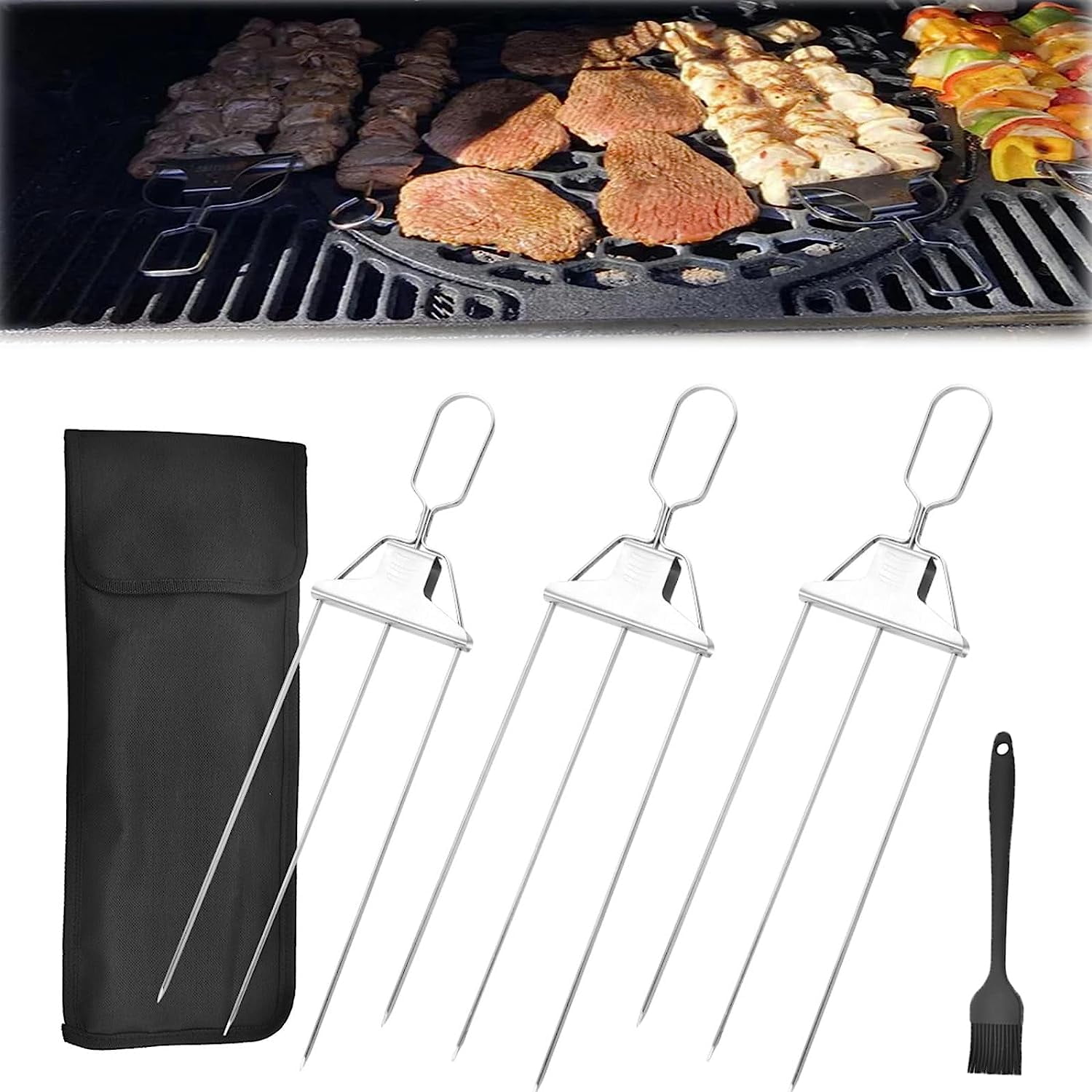 3 Way Grill Skewers - Grillsavant, 3 Way Grill Skewers for Outdoor ...