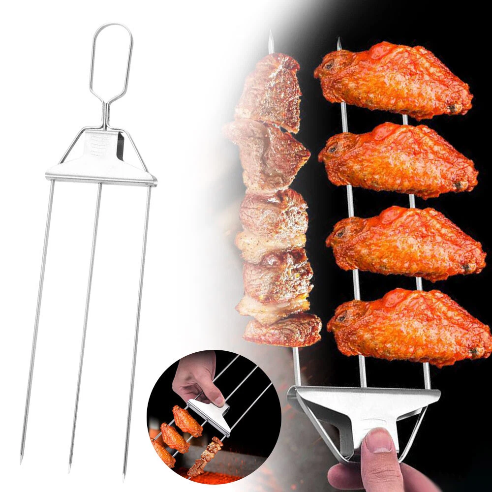 3 Way Grill Skewers Shrimp Skewers Stainless Steel Grilling Sticks Bbq ...