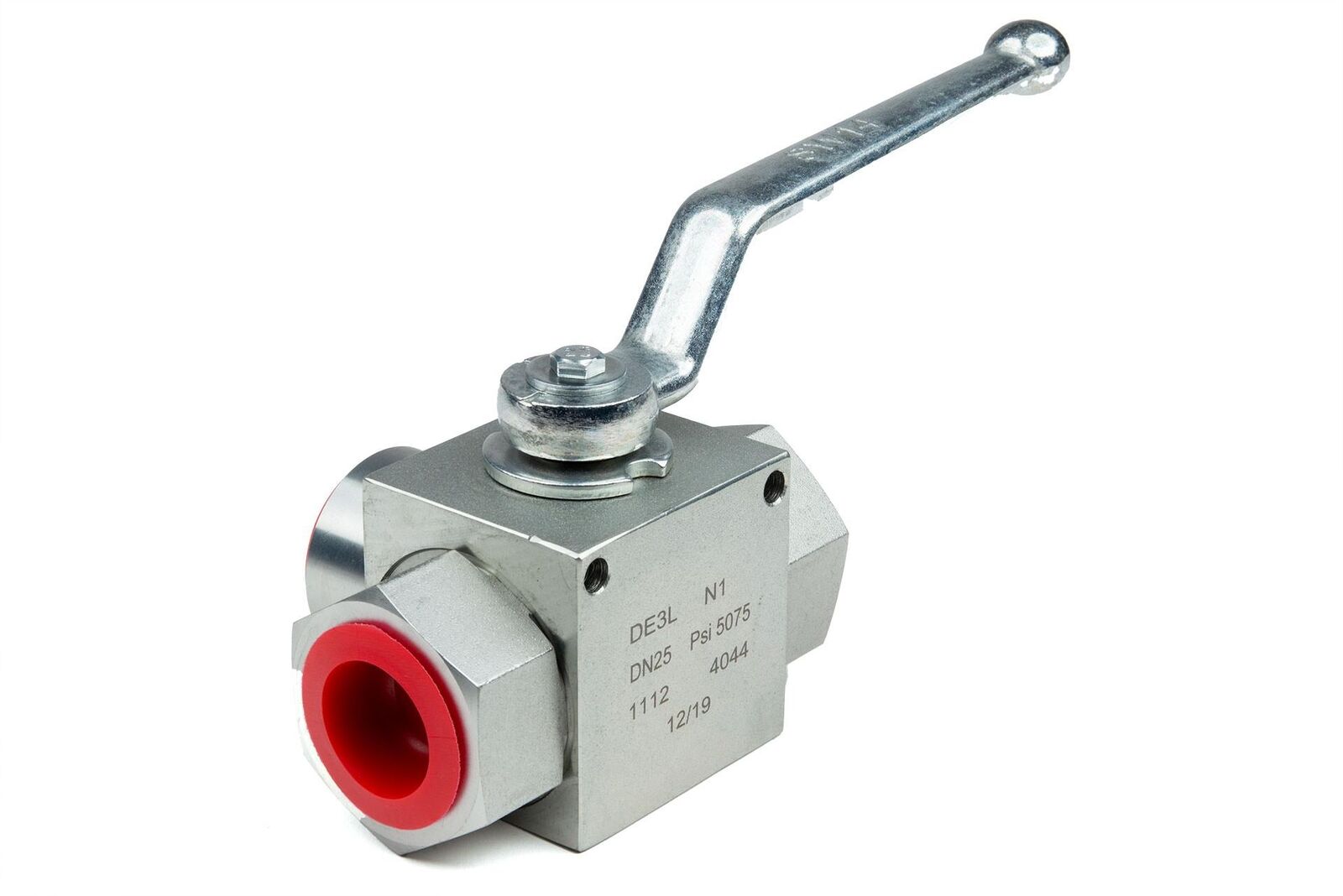 3-Way High Pressure Ball Valve 1/2 NPT Port Size, 5145 PSI, L Flow Path ...