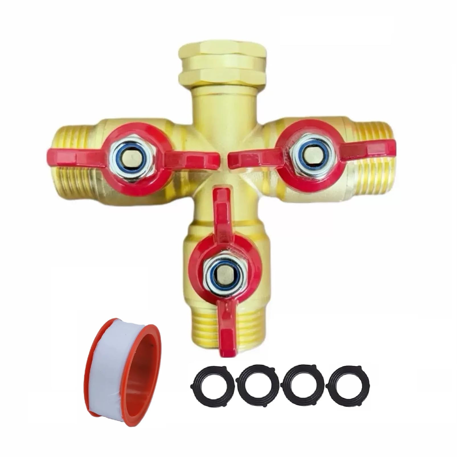 3 Way Hose Splitter,Heavy Duty Brass Valve Hose Splitter 3 Way, High ...
