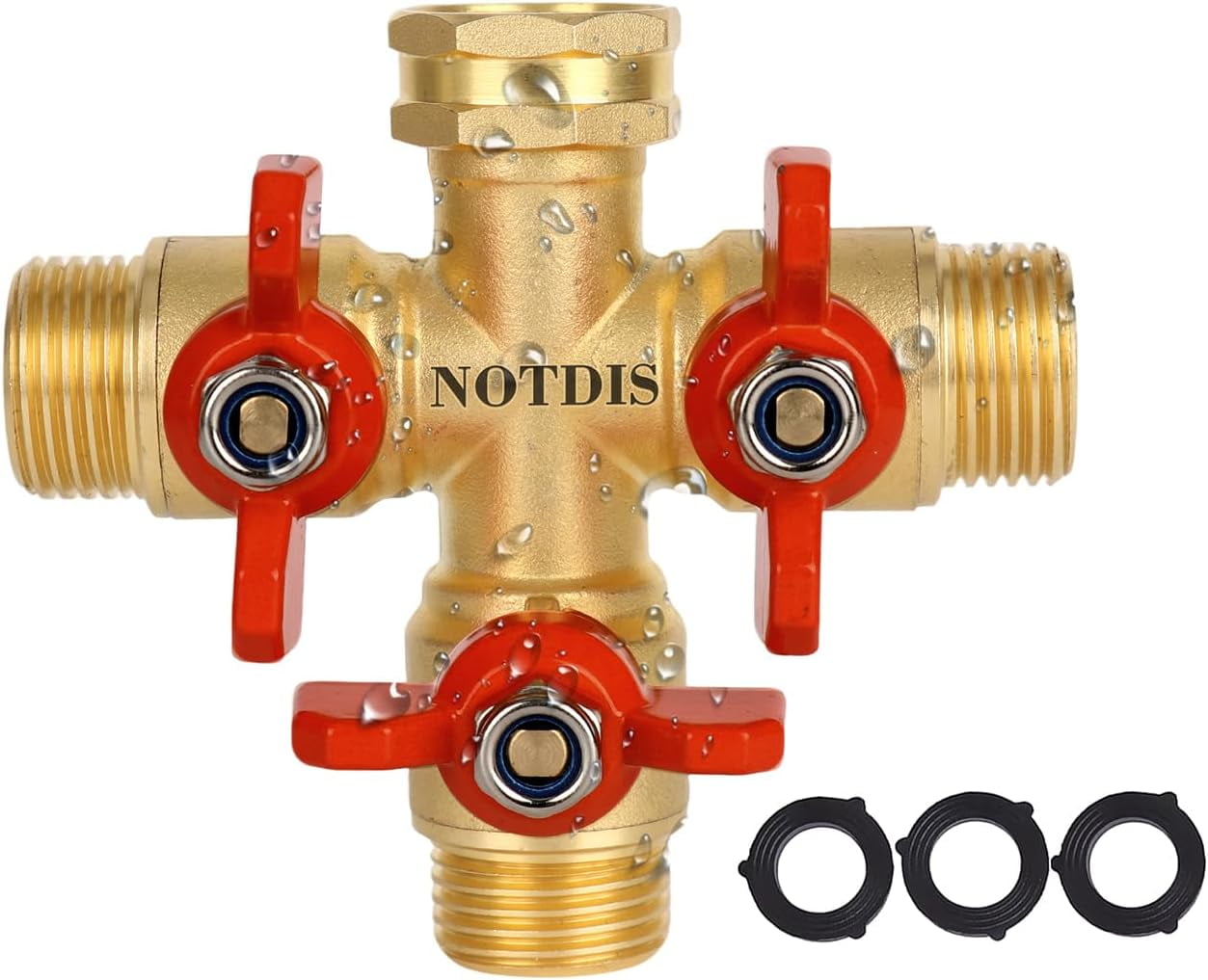 3 Way Hose Splitter, Solid Brass High Volume Splitter Valve with Metal ...