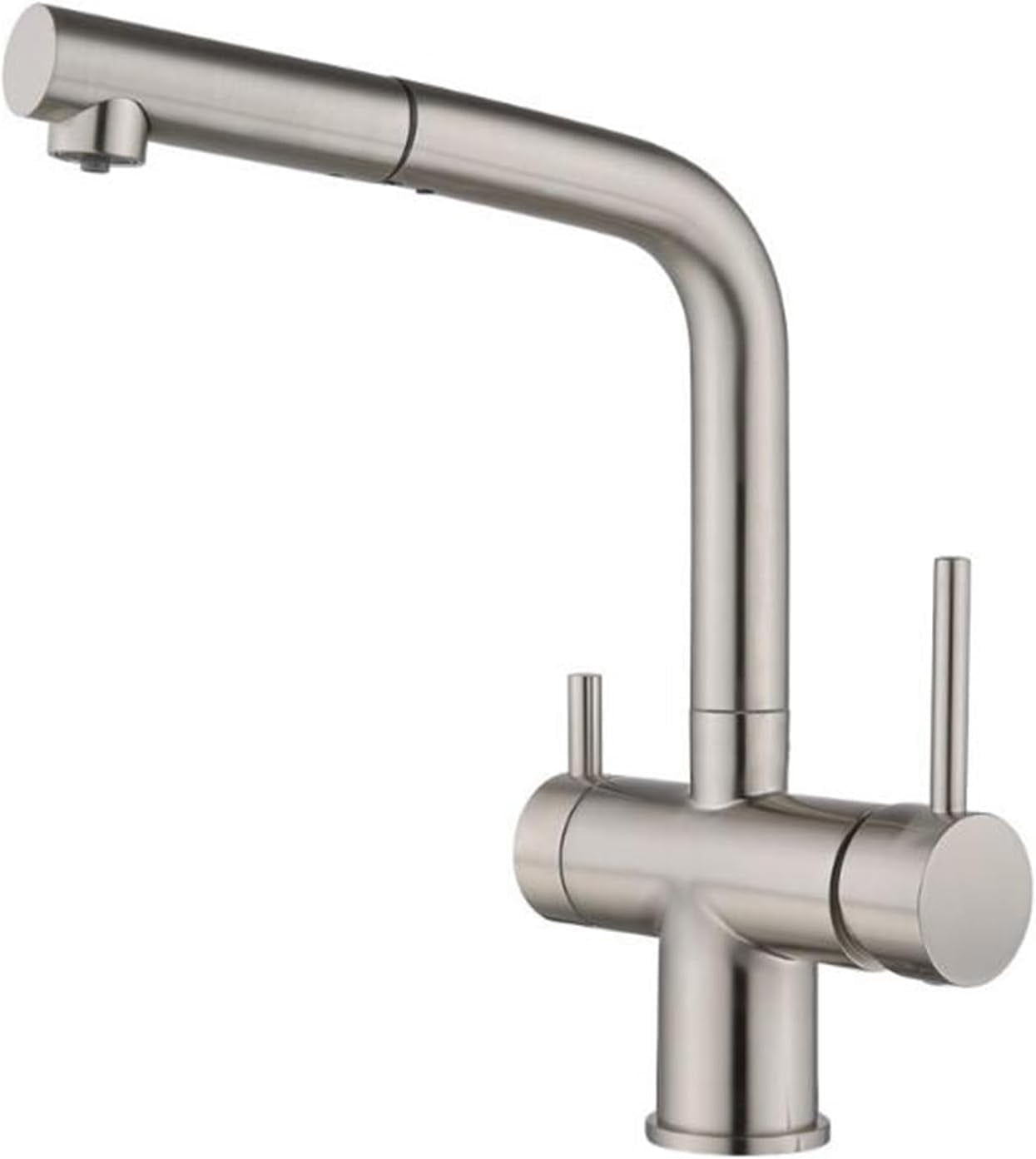 3 Way Kitchen Faucet 360° Swivel Brass Kitchen Mixer Faucet-Grey ...