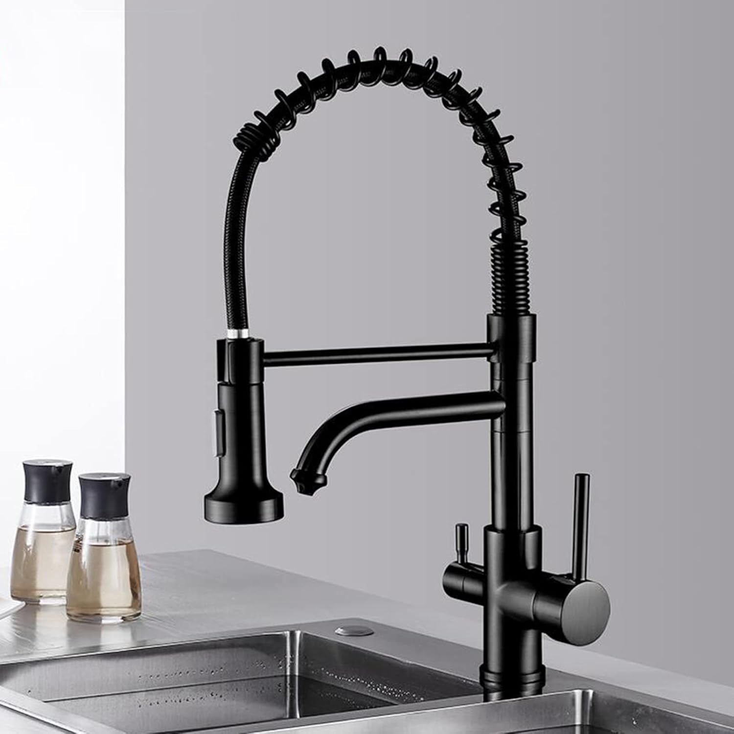 3 Way Kitchen Faucet Brass Swivel Hot and Cold Water Purified Water ...
