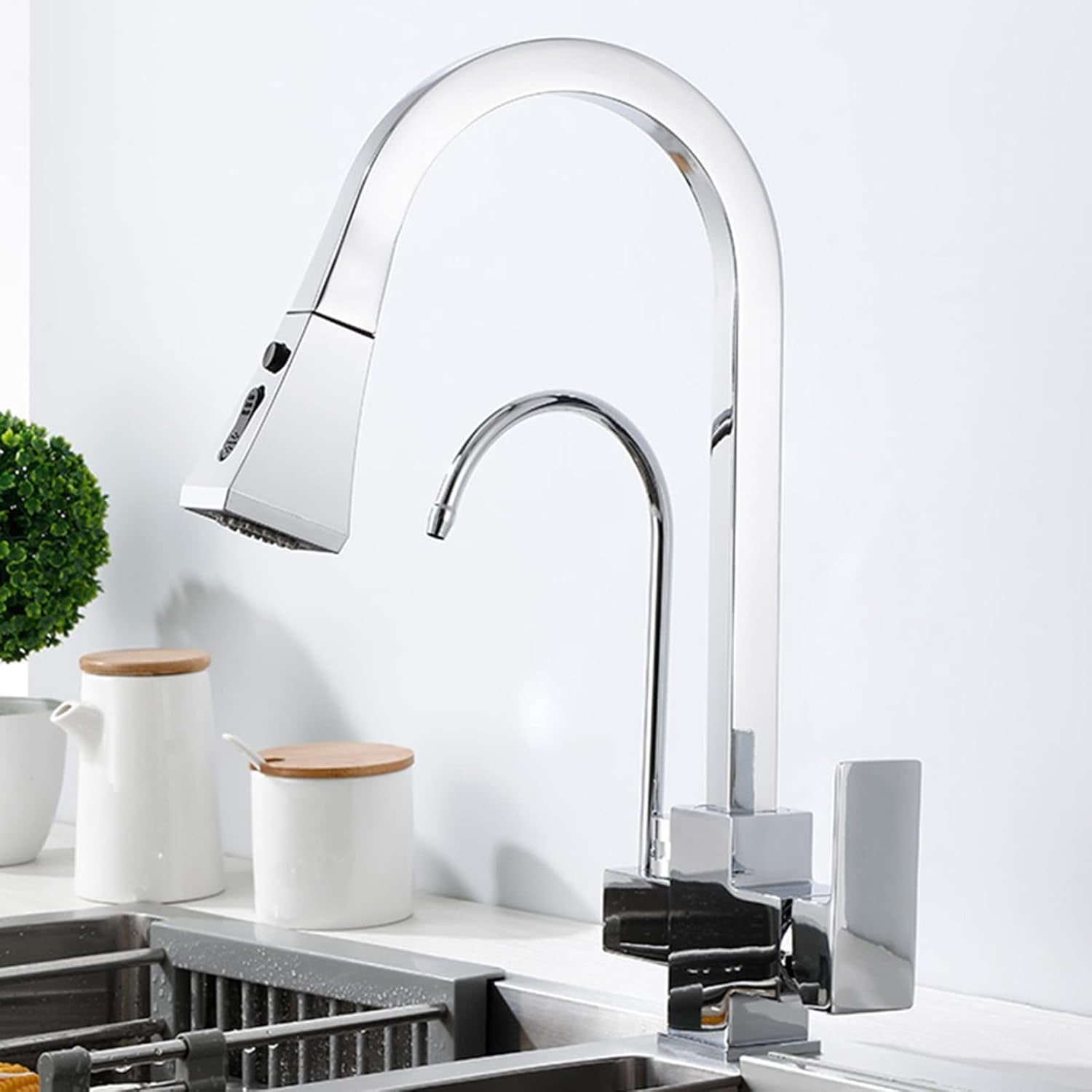 3 Way Kitchen Faucet Pull Out Straight Drinking Water Telescopic Hot ...