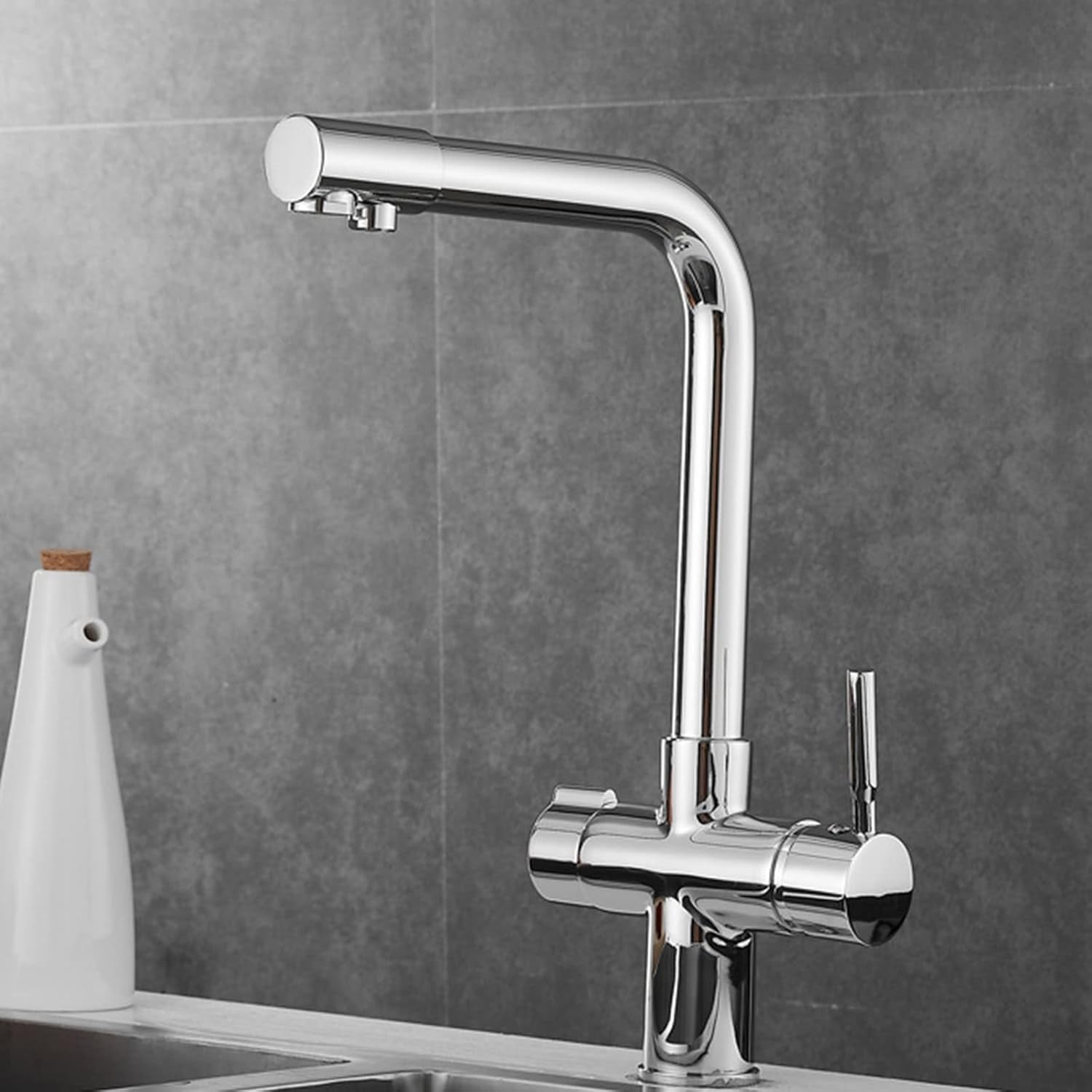 3 Way Kitchen Faucet Spin Hot and Cold Water Brass Kitchen Sink Faucet ...