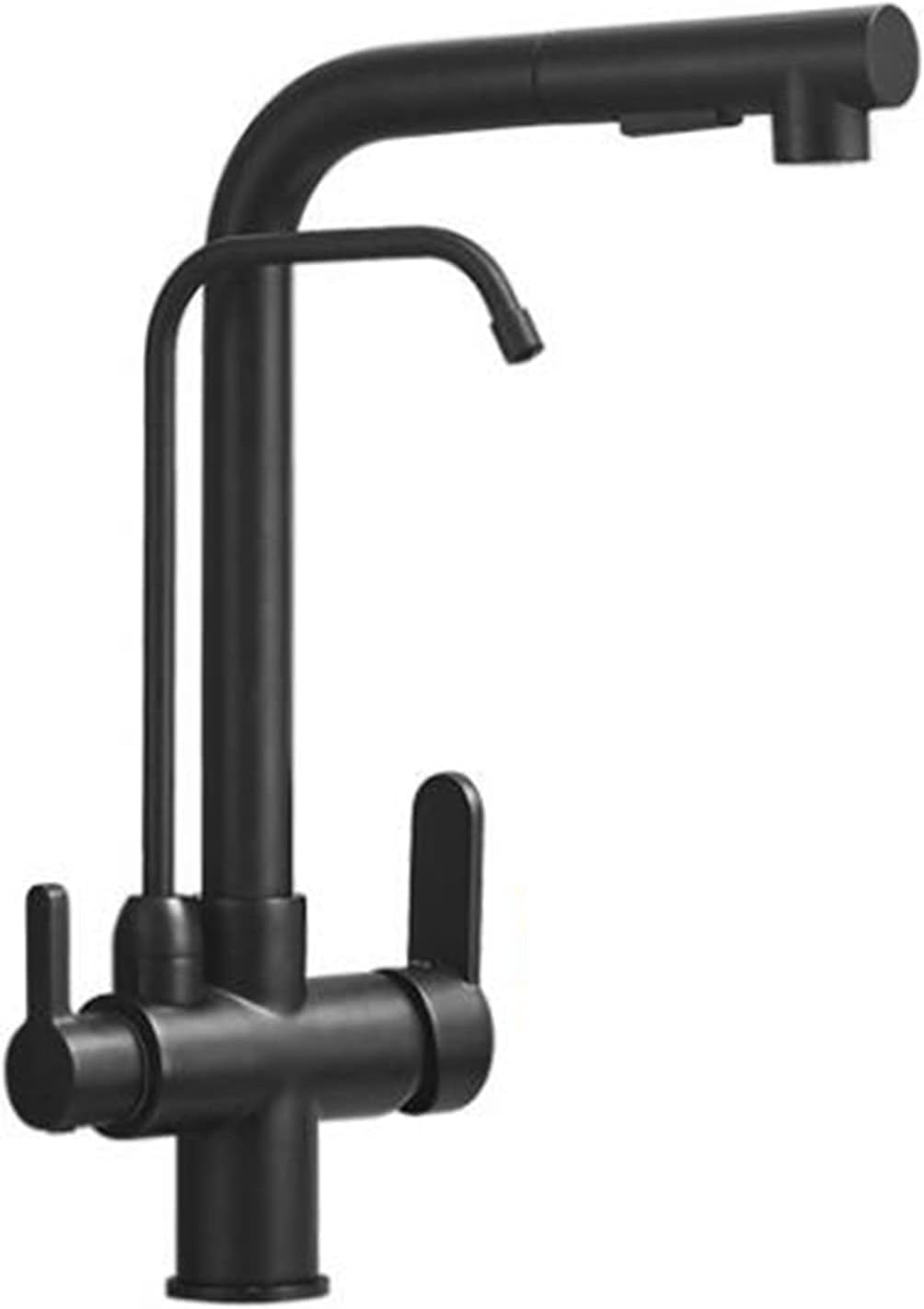 3 Way Kitchen Faucet with Pull Out Spray Black Kitchen Faucet Brass ...