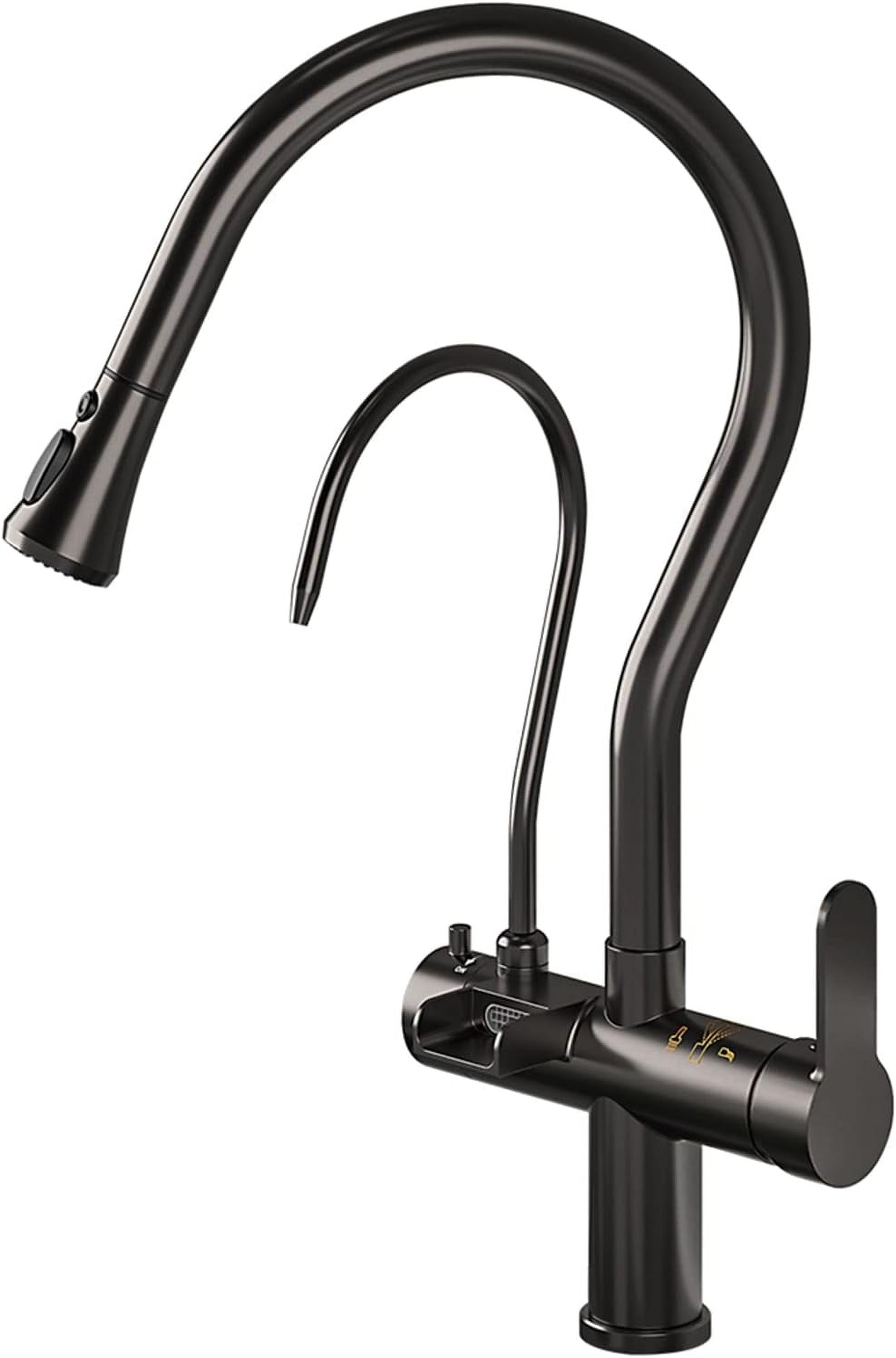 3 Way Kitchen Faucet with Pull Out Spray Brass Kitchen Water Filter ...