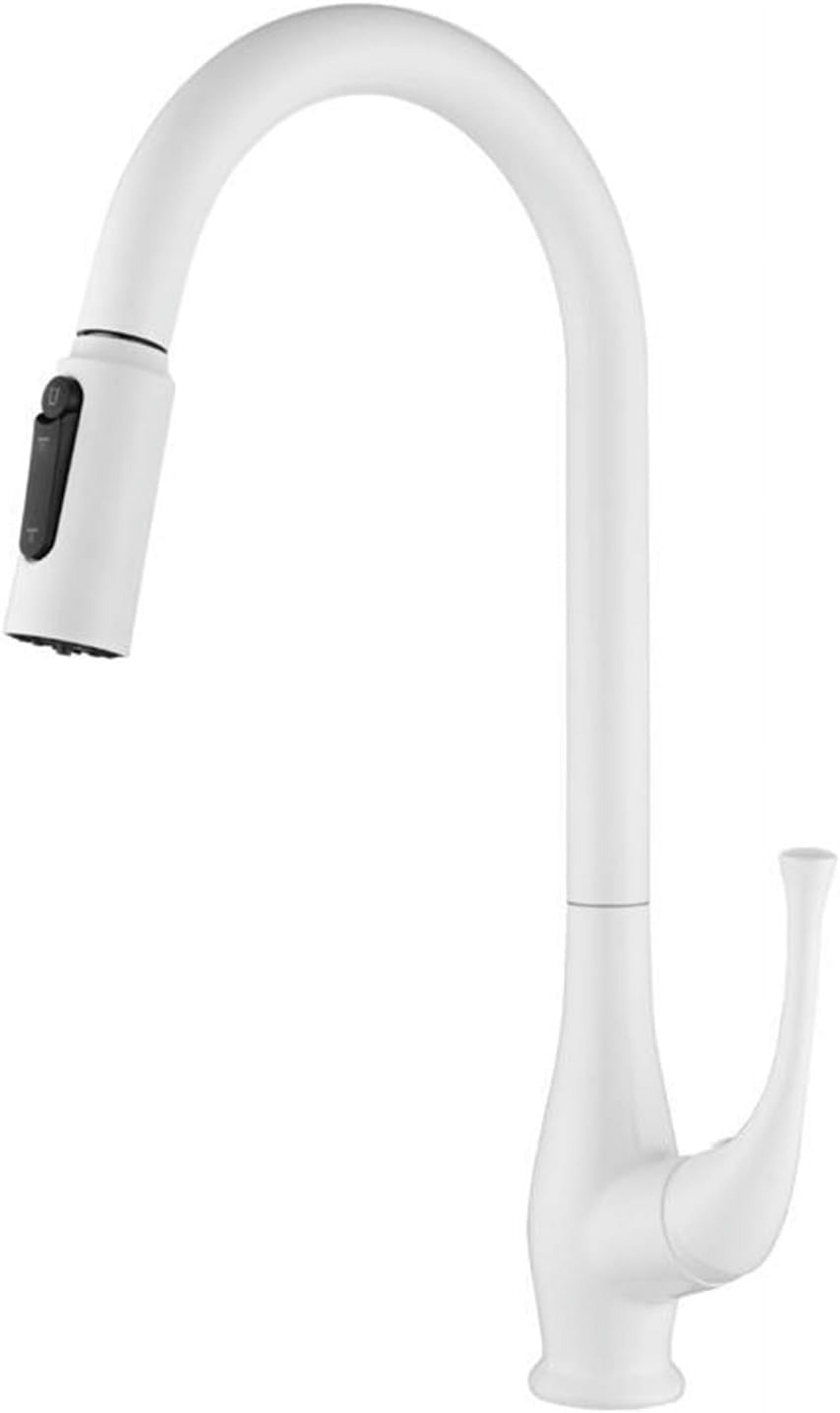 3 Way Kitchen Faucet with Pull Out Spray, Kitchen Mixer Faucet White ...