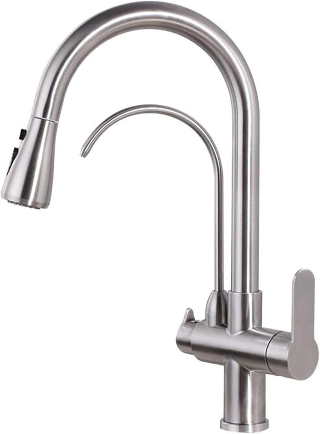 3 Way Kitchen Faucet with Pull Out Spray Stainless Steel Pure Water ...