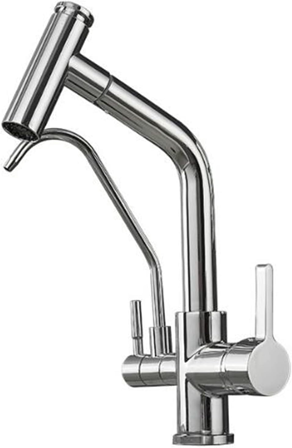 3 Way Kitchen Faucet with Pull Out Spray Swivel Hot and Cold Water ...