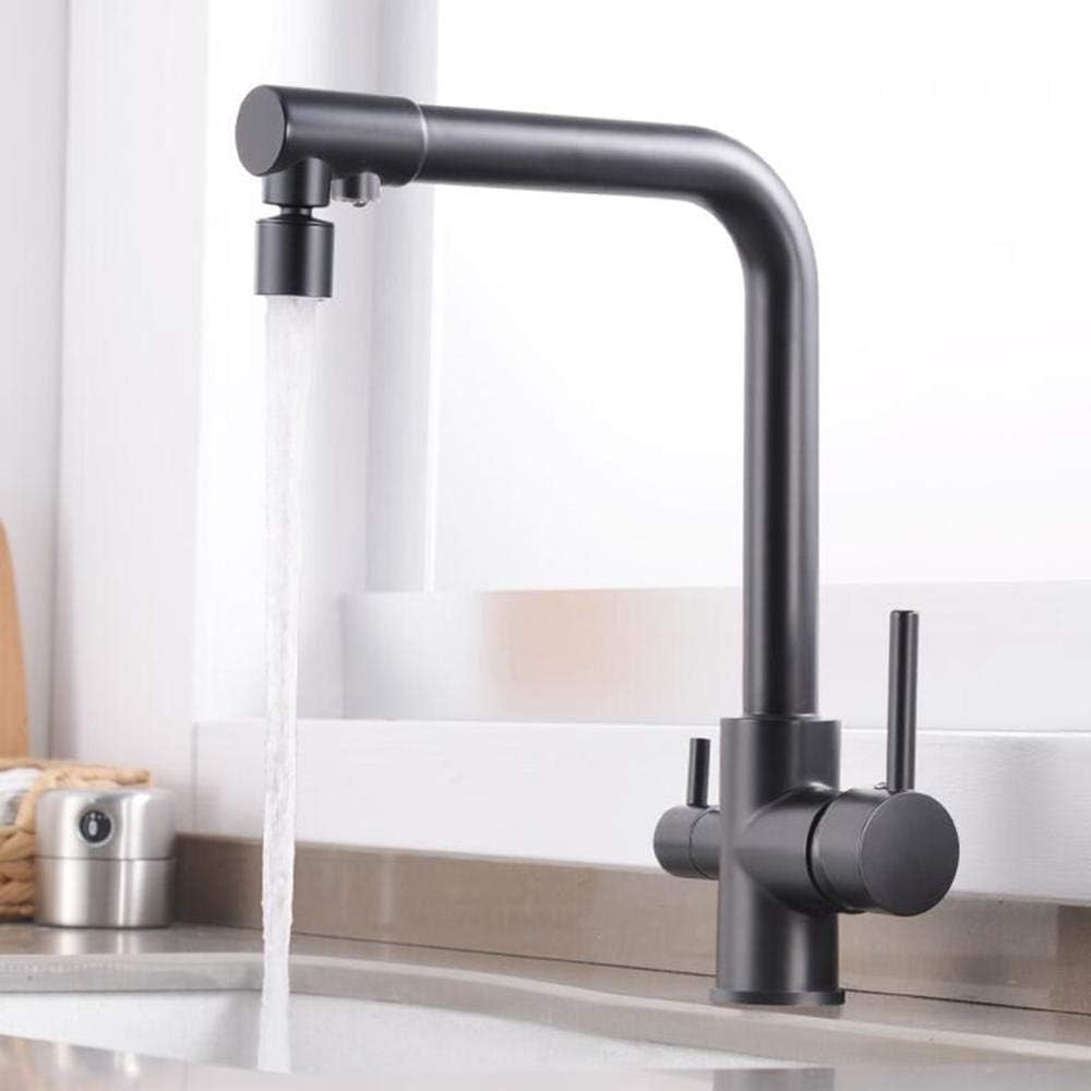 3 Way Kitchen Sink Mixer faucet 3 in 1 Water Filter faucet Black Brass ...
