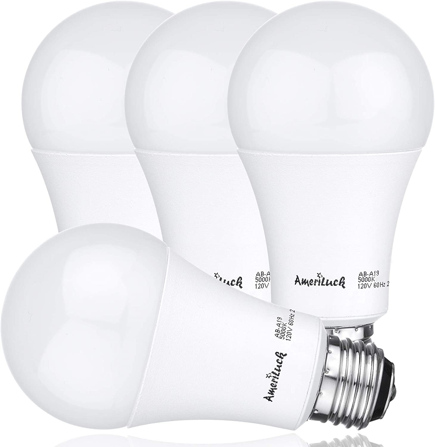 3-Way LED A19 Light Bulb 50-75-100W Equivalent 5000K Daylight (4 Pack ...