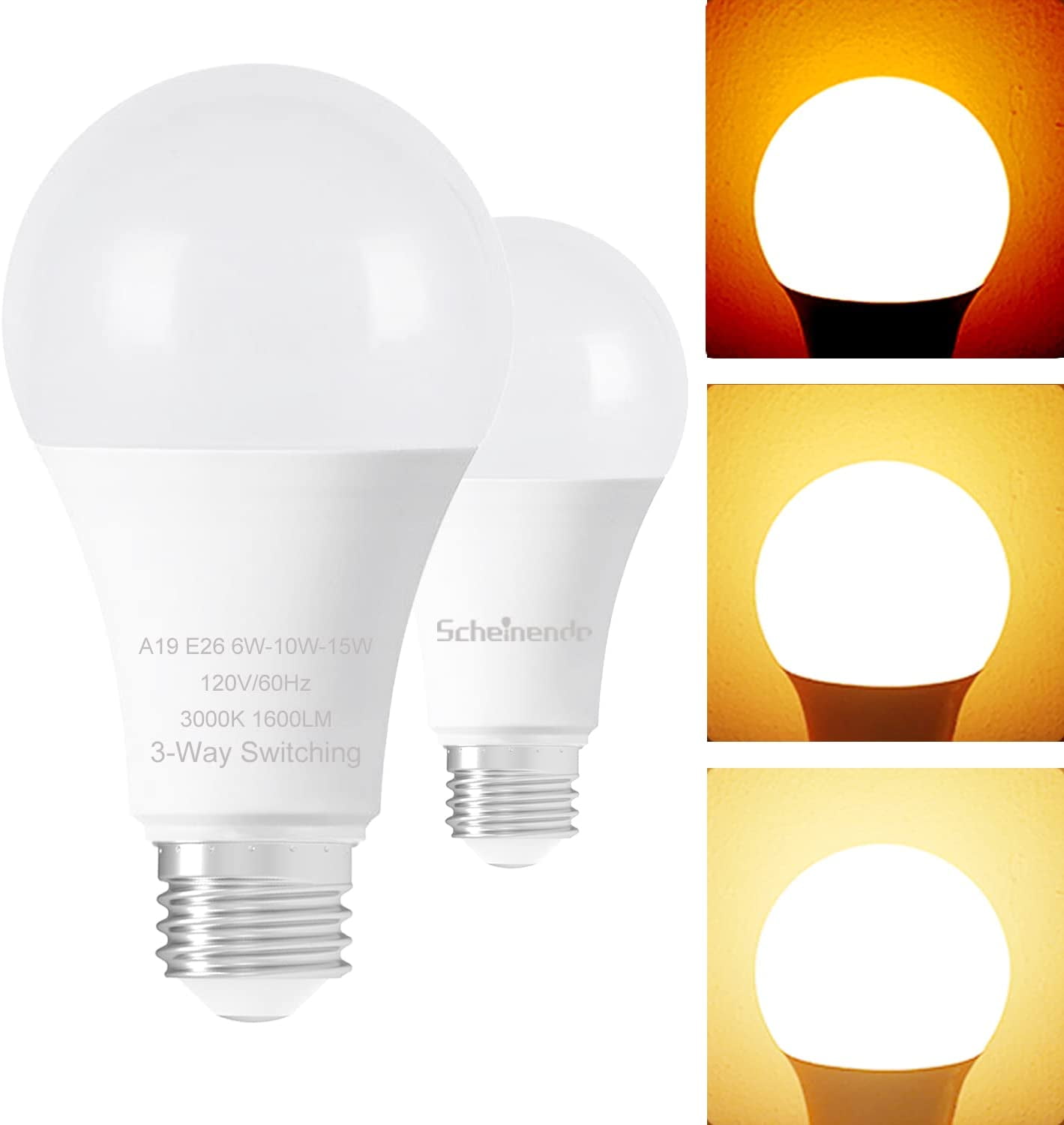 3-Way Led Light Bulbs 30 70 100 Watt Equivalent Warm White 3000K ...
