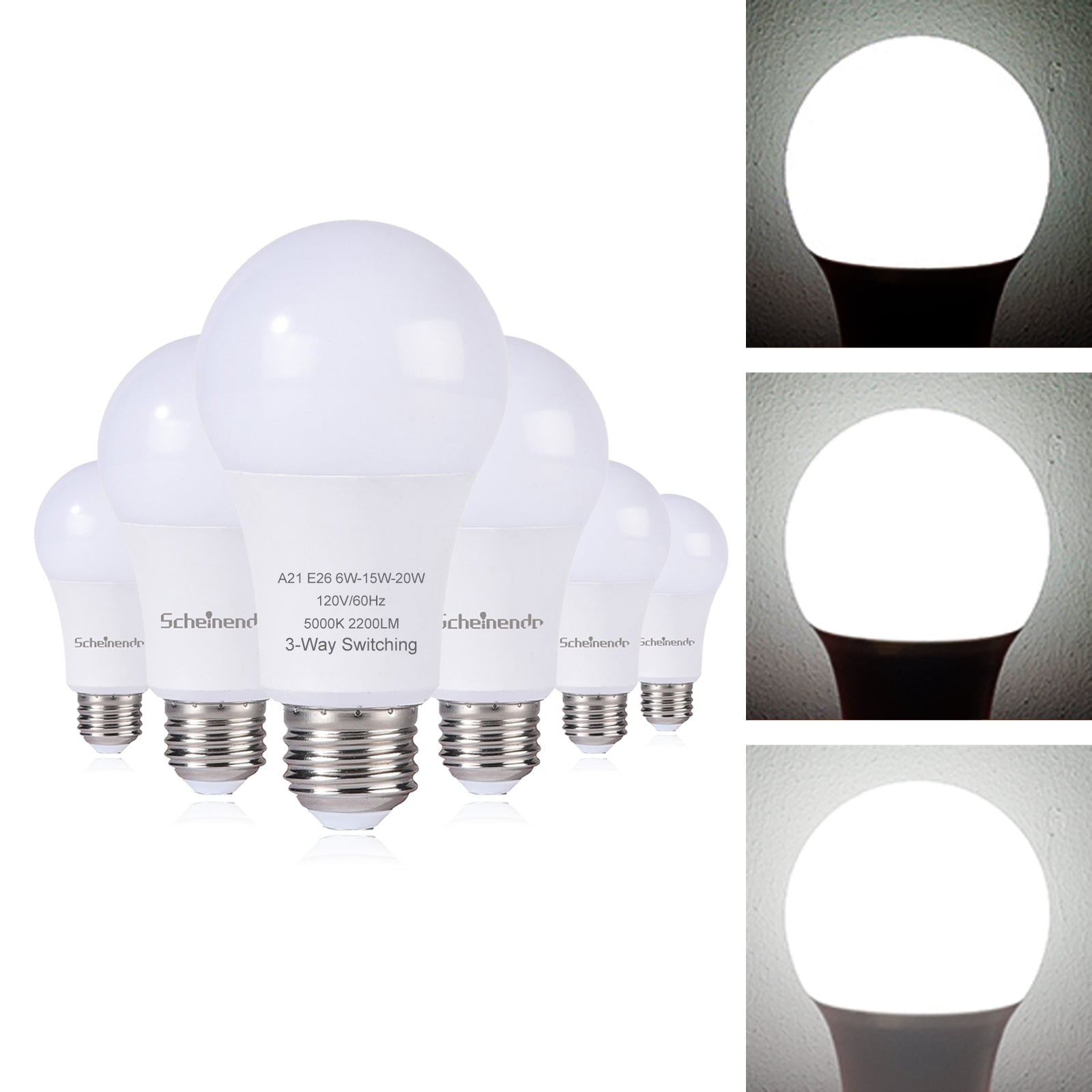 3-Way Light Bulbs, 50 100 150 Watt Equivalent, A21 Led Bulb Daylight ...