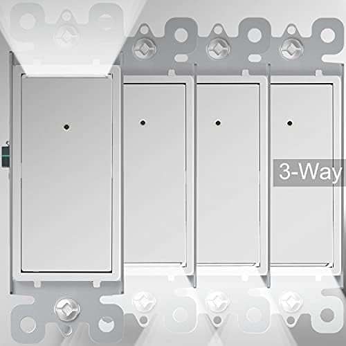 3 Way Light Switch with Night Light-Easy to Install-No Neutral Required ...