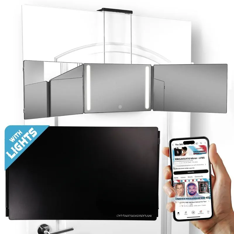 3 Way Mirror for Self Hair Cutting - Adjustable Trifold Barber Mirror ...