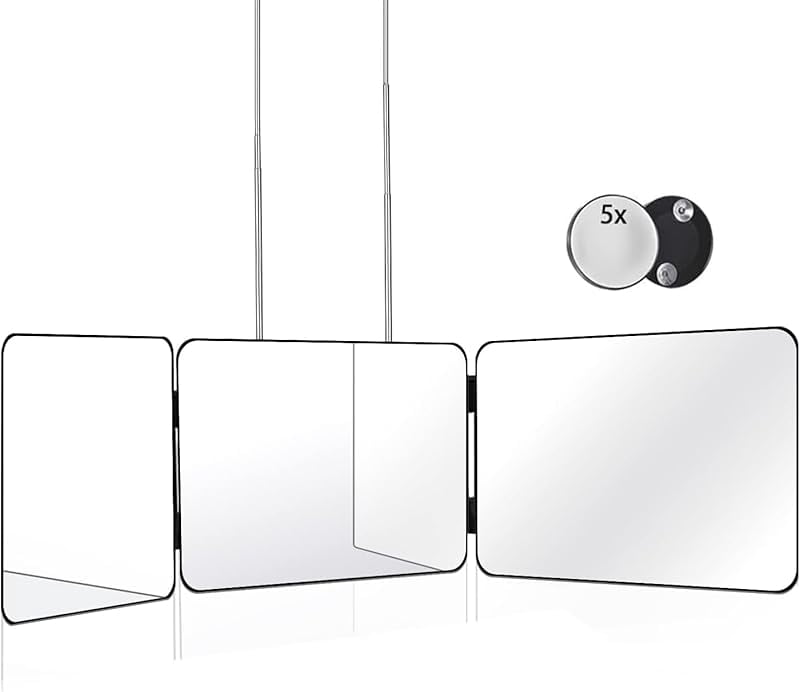 3 Way Mirror for Self Hair Cutting Tools with Height Adjustable Mirror ...