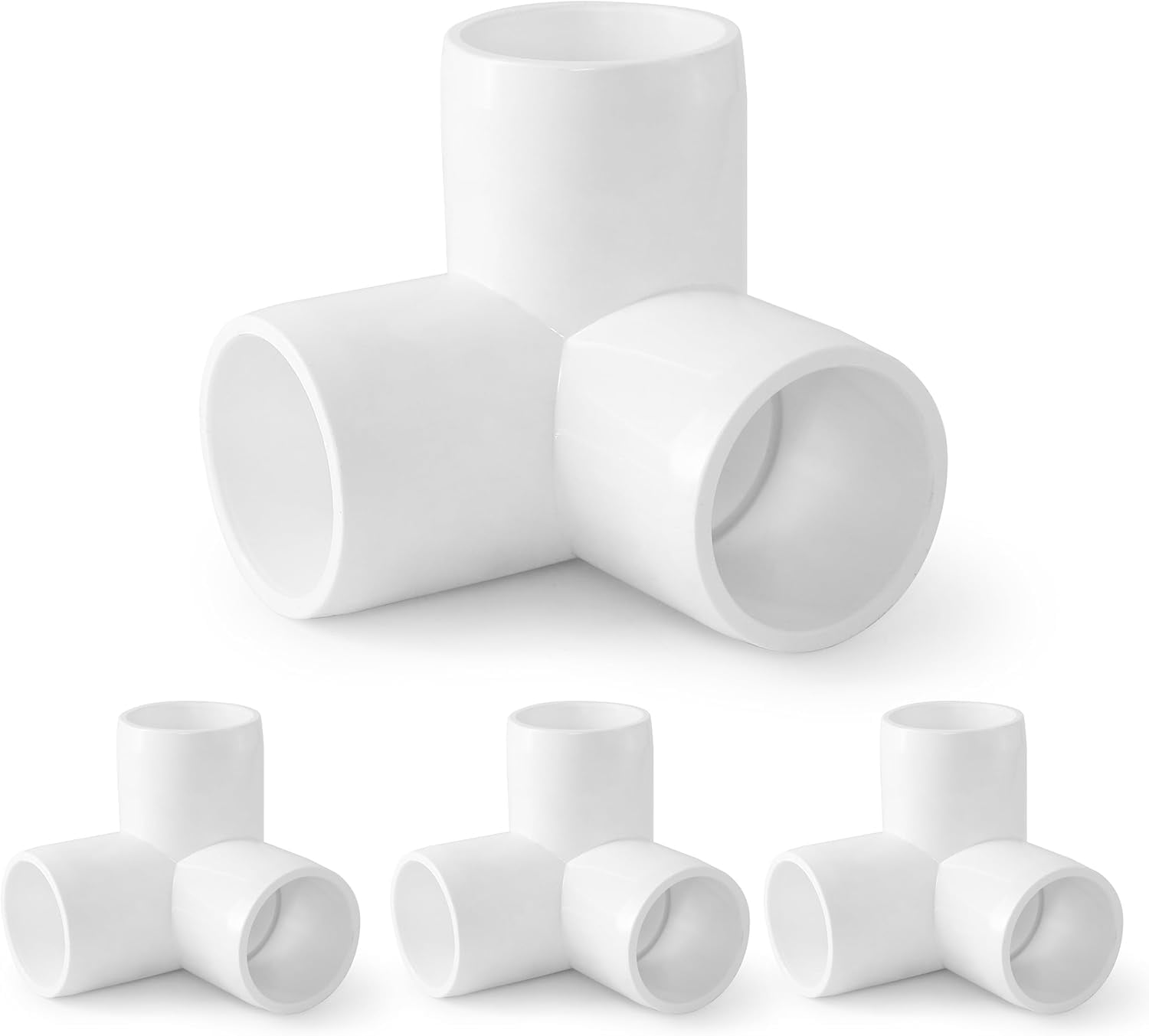 3 Way PVC Pipe Fittings 3/4 Inch, White PVC Elbow Corner Side Outlet ...