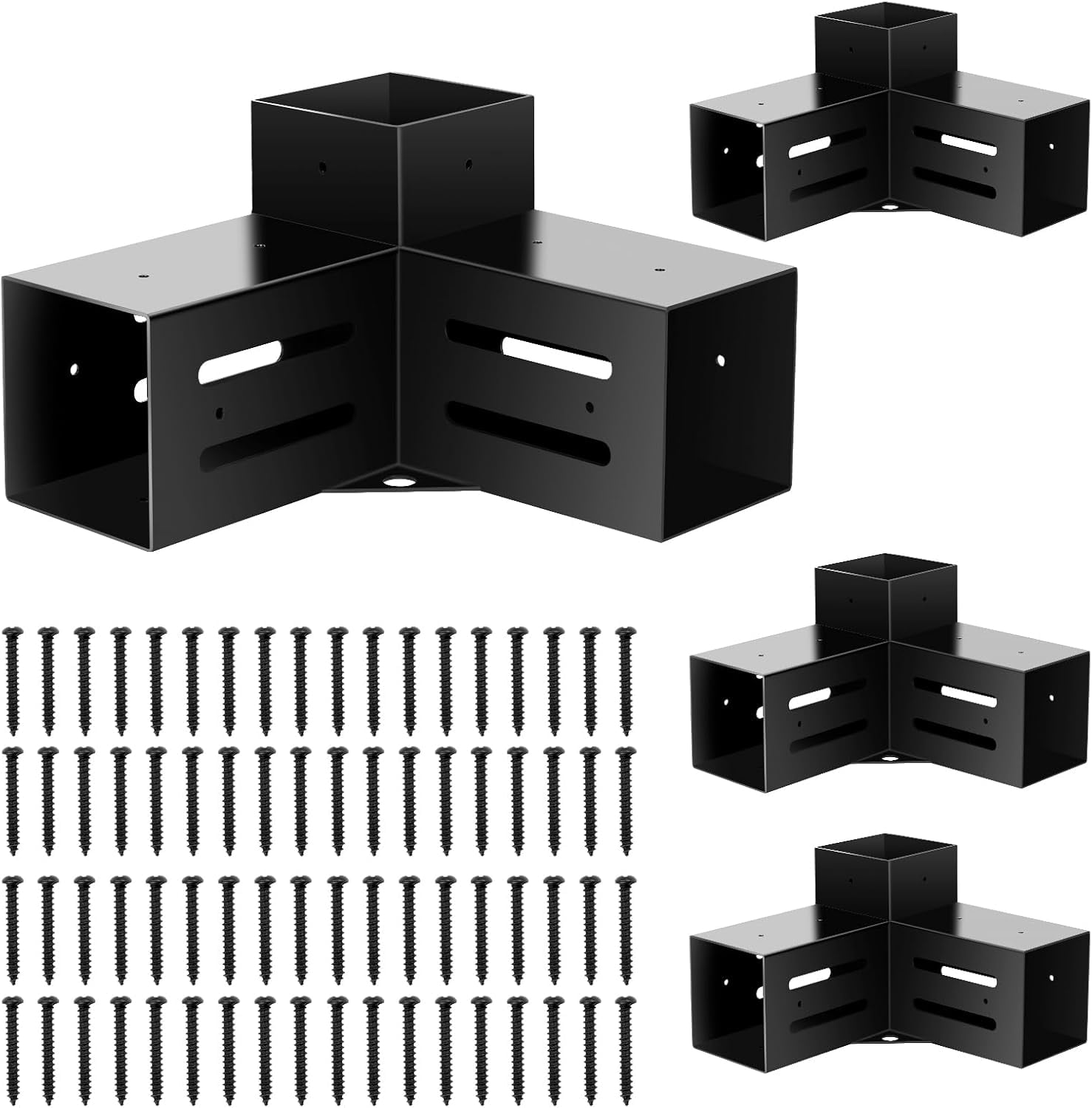 3-Way Pergola Brackets 4x4 (Inner Size 3.5"x3.5"), 90° Right Angle ...