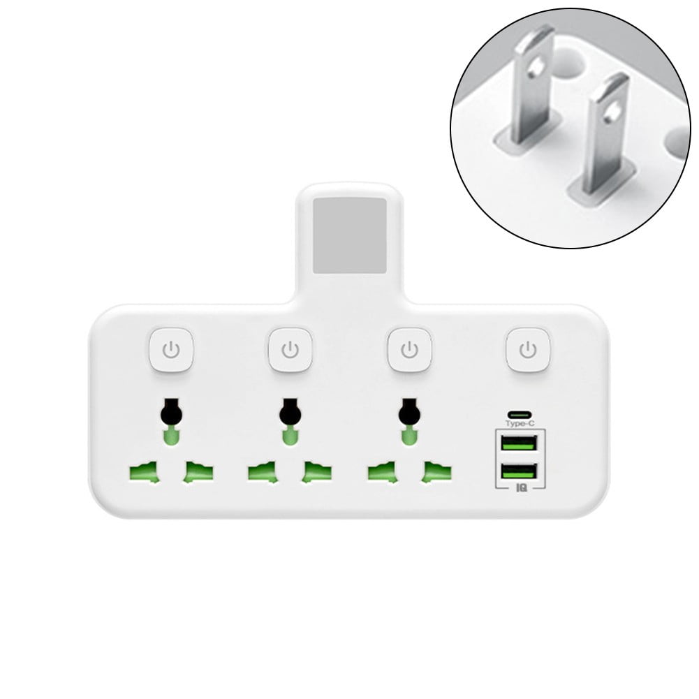 3 Way Plug Extension Socket Wireless Multi Socket Adaptor With Night ...