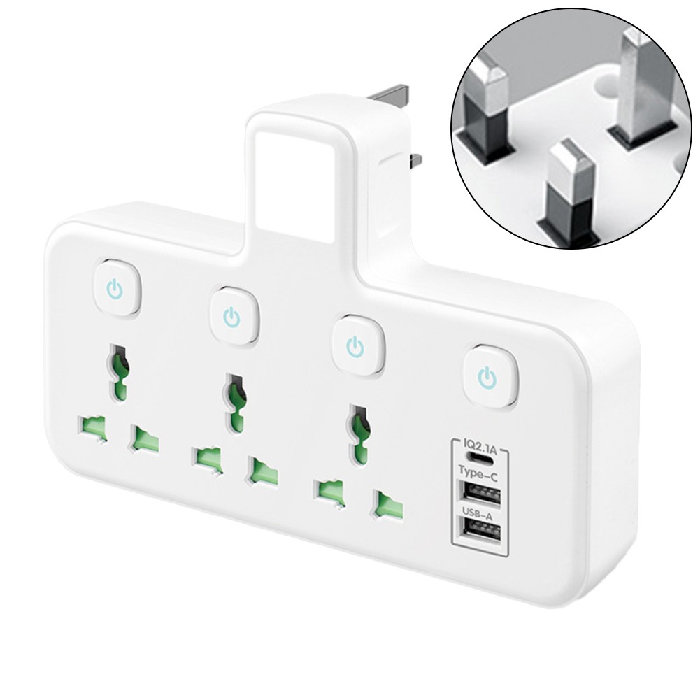3 Way Plug Extension Socket Wireless Multi Socket Adaptor With Night ...
