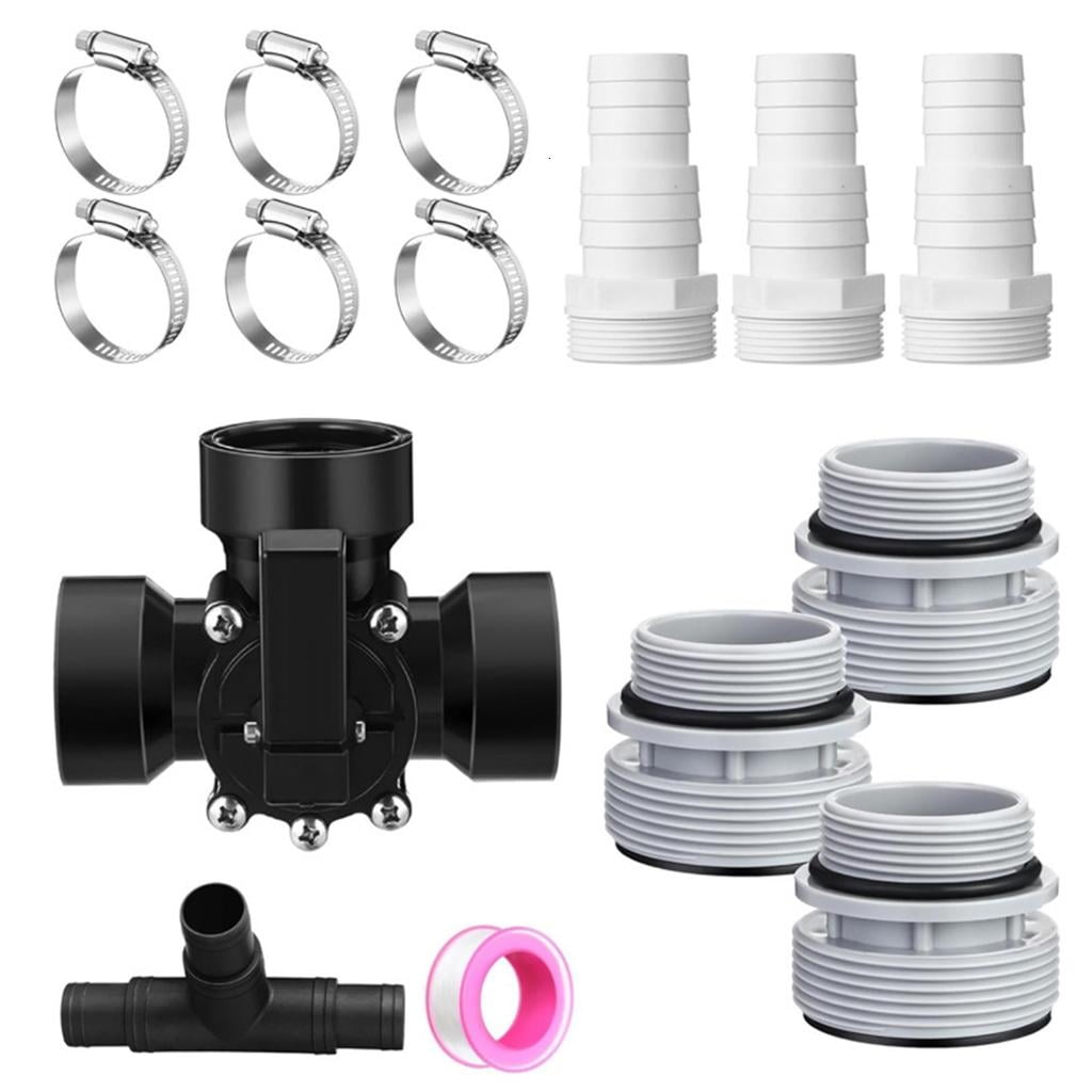 3 Way Pool Valves Adapter Set Hose Clamps Sealing Rings Filter Hose ...
