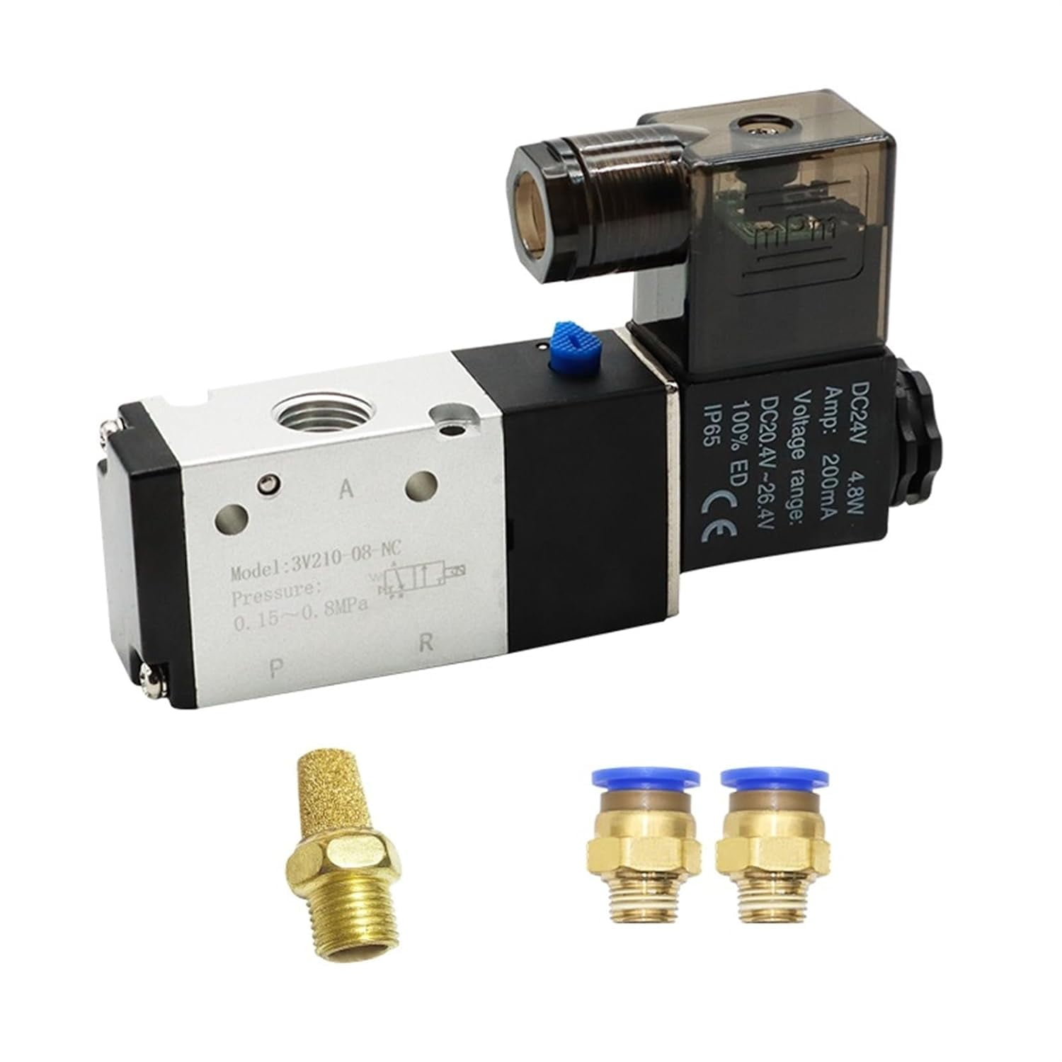 3 Way Port 2 Position 3V210-08 Pneumatic Air Solenoid Valve Electric Control Gas Magnetic Valve ...