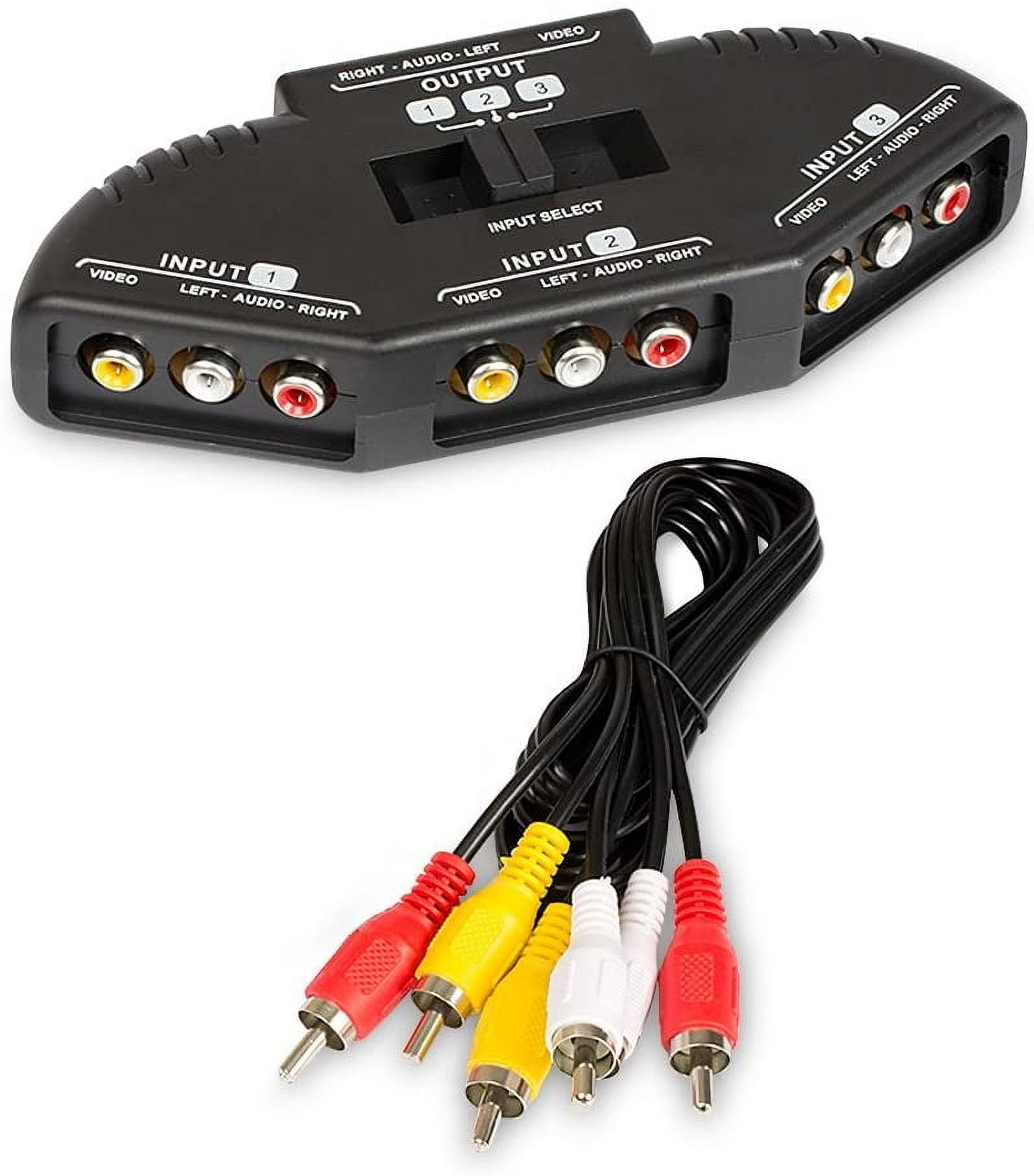 3 Way Port RCA Audio and Video Composite AV Switcher Selector ...