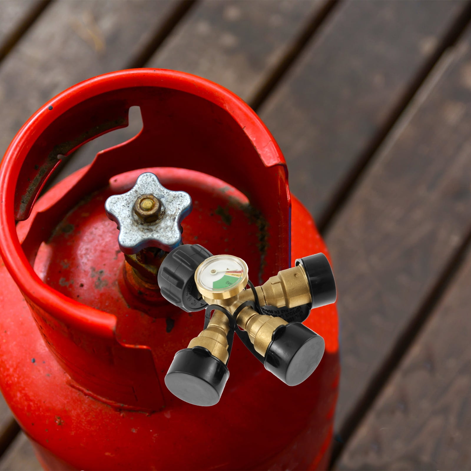 3 Way Propane Splitter with Gauge Brass Propane Tank 3Y Splitter ...