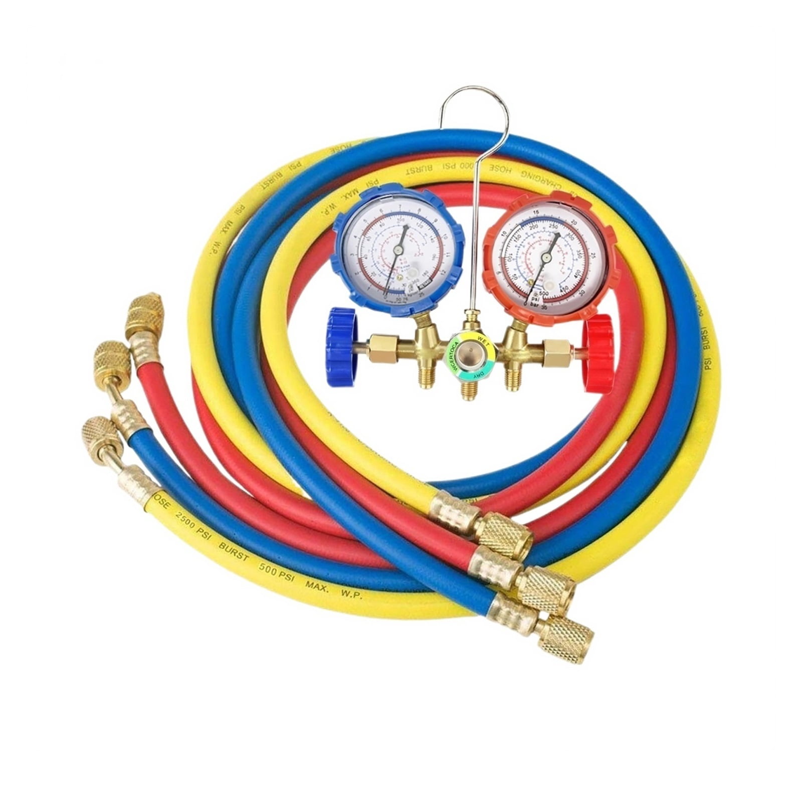 3 Way Refrigerant Manifold Gauge Set With Hoses Adapter Adjustable ...