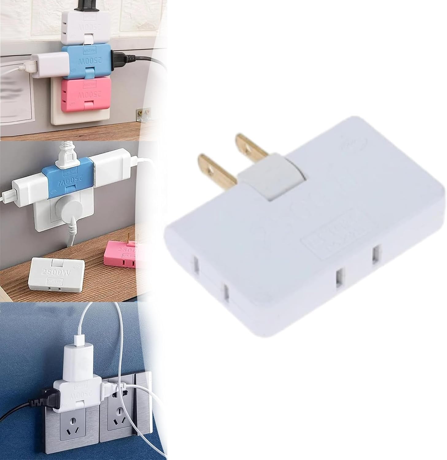 3 Way Rotatable Socket Converter Suzcan Socket Converter Foldable 2 ...