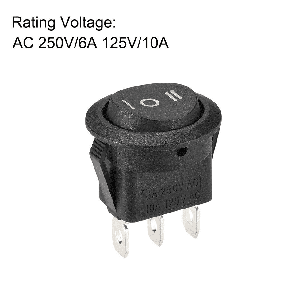 3 Way Round Rocker Switch 1pcs Black ON Off ON 3 Pin 3 Position Toggle ...