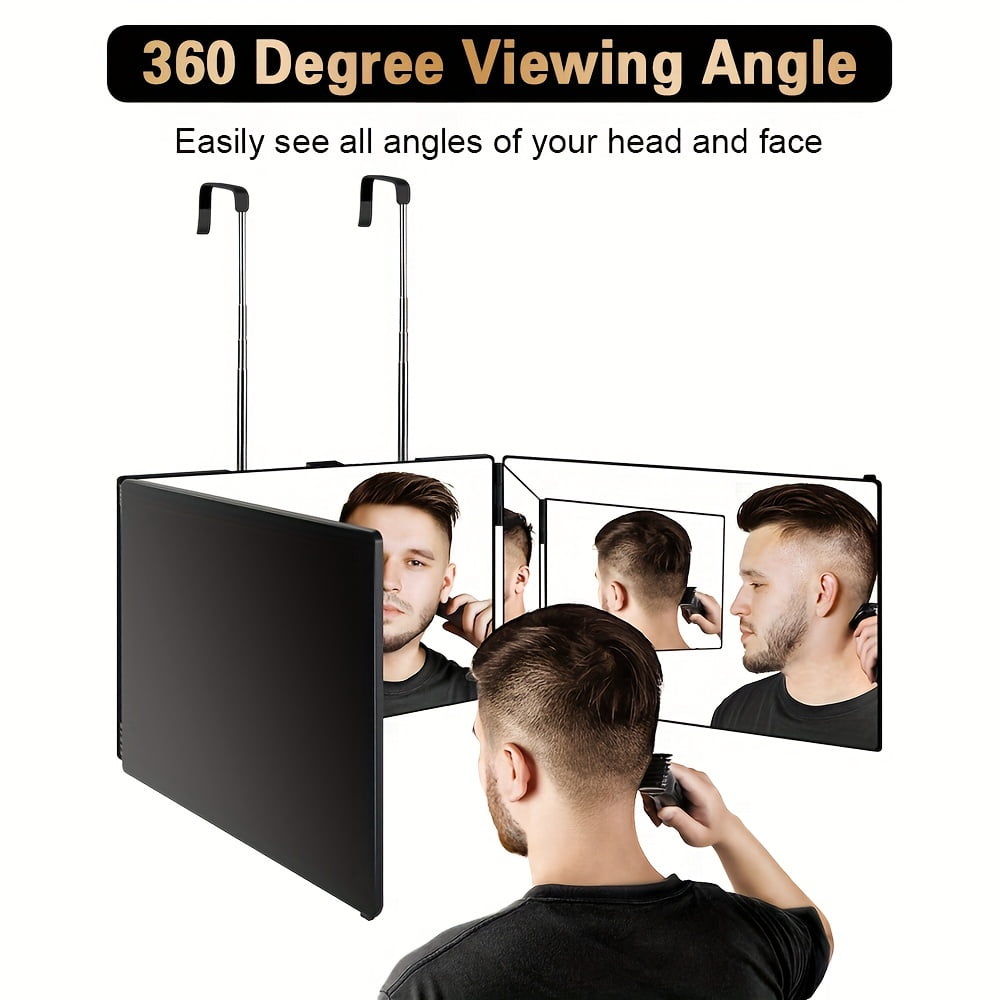 3-Way Self-Grooming Mirror, 360-Degree Viewing Barber Mirror ...
