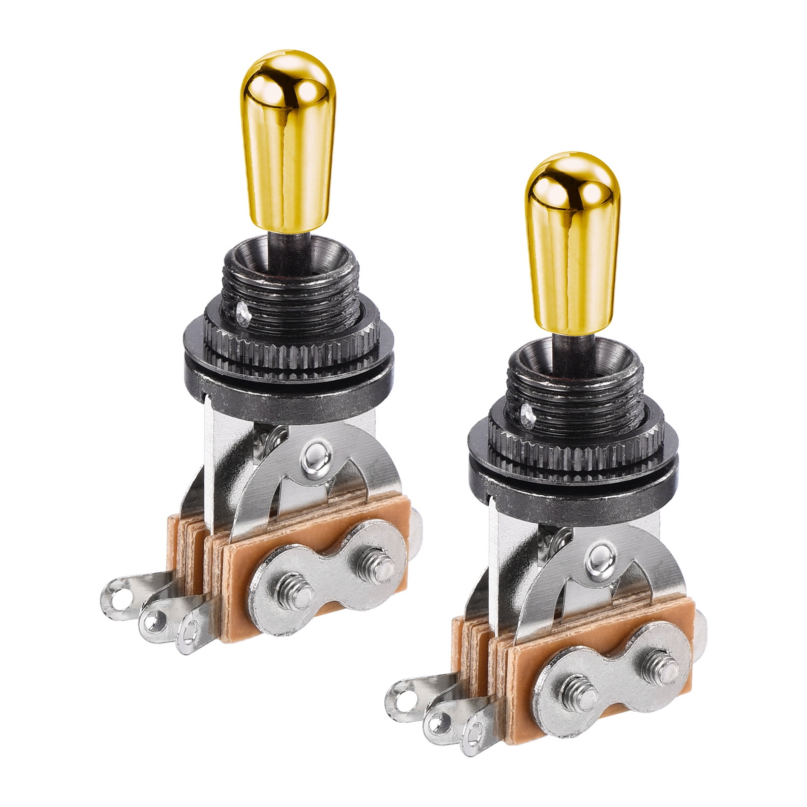 3 Way Short Straight Guitar Toggle Switch Pickup Selector Black with Gold Tip Knob Caps 2 Pack ...