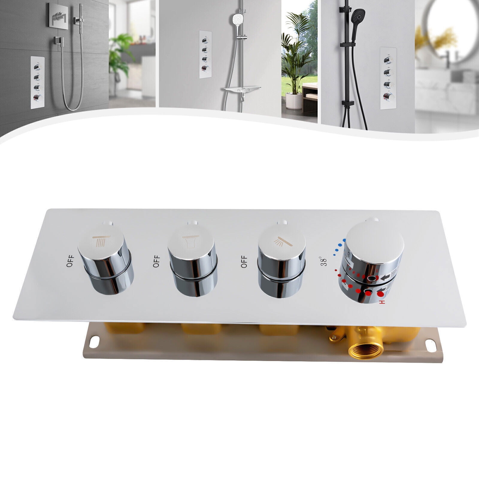 3 Way Shower Brass Thermostatic Valve Shower Diverter Flow Control ...