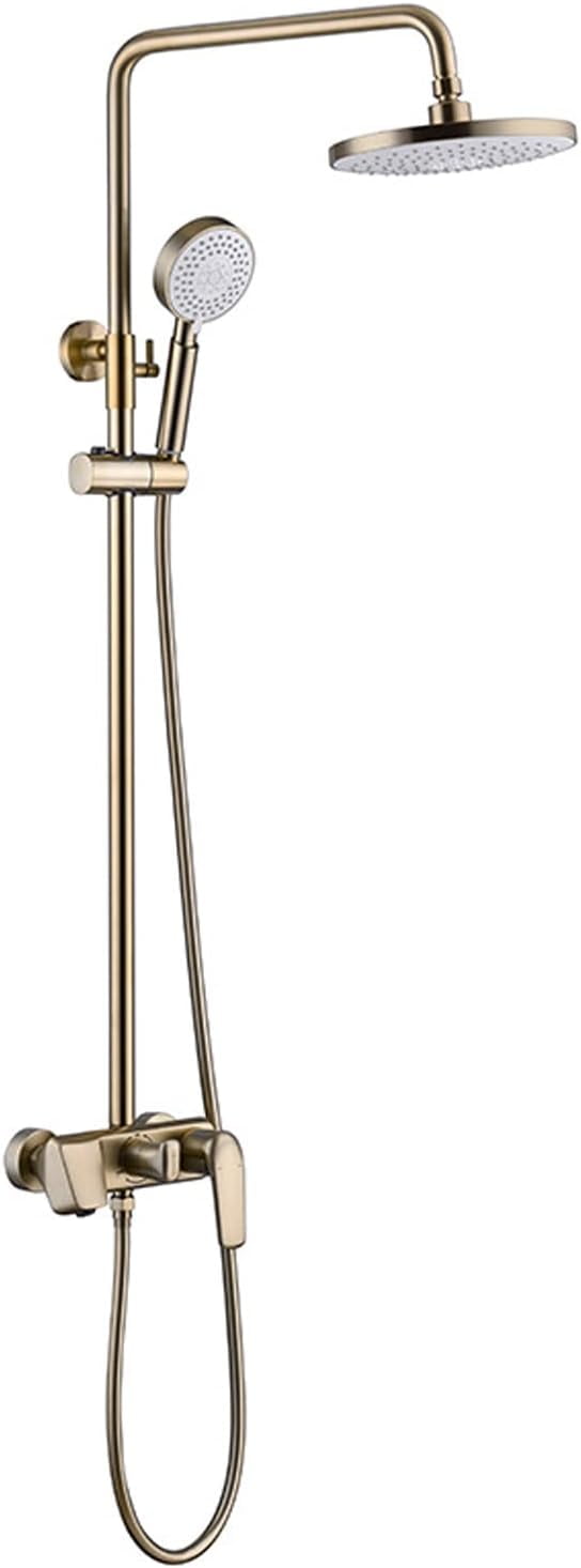 3 Way Shower System Brushed Gold, Wall Mounted Rain Mixer Shower Combo ...