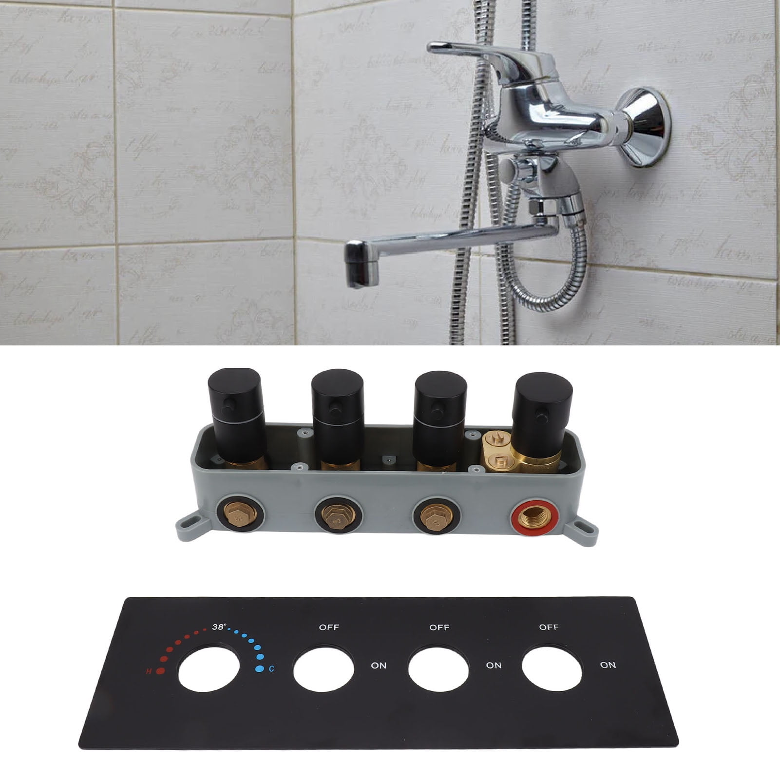 3 Way Shower Valve, 3/4in Female Thread Inlet Accurate Temperature ...