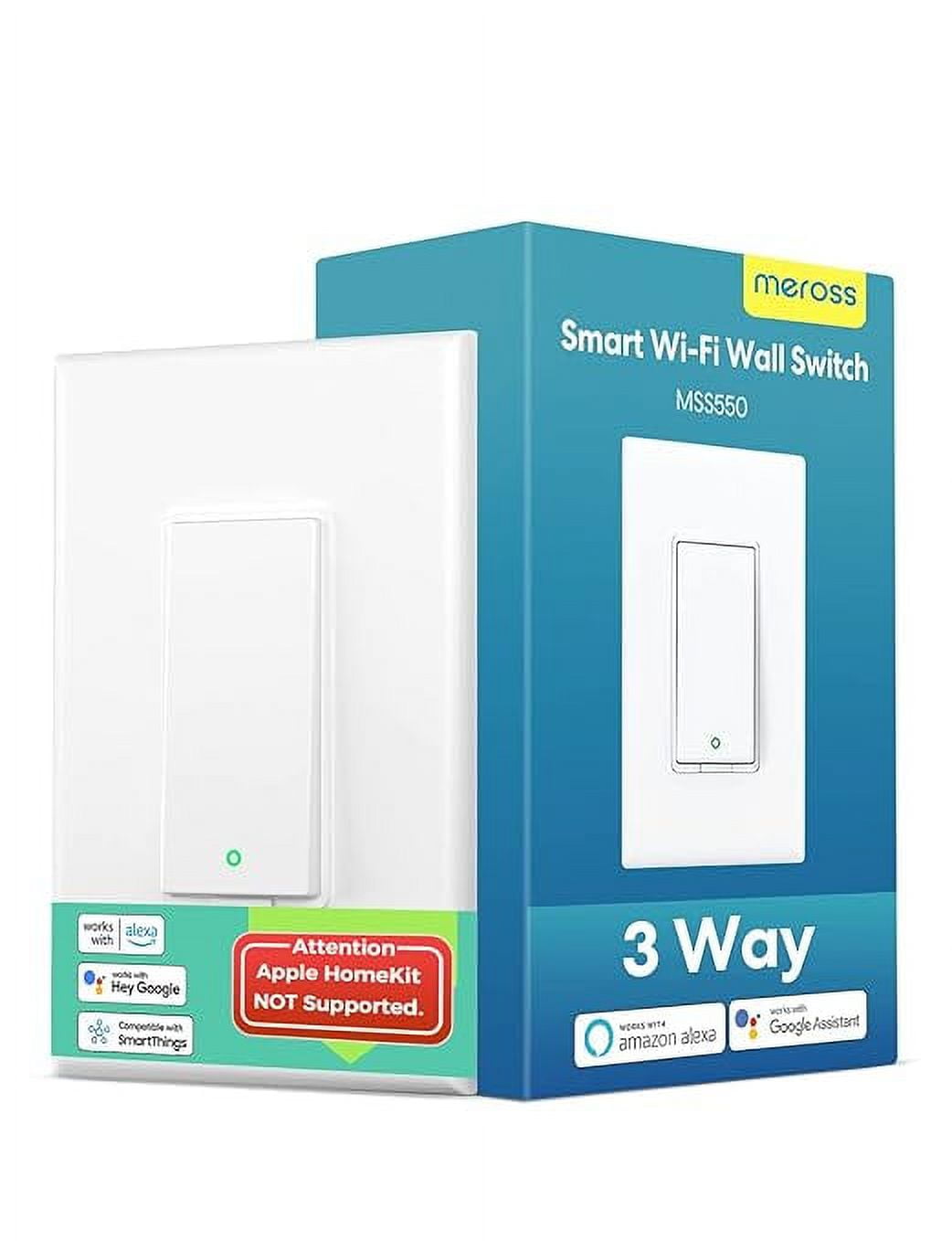 3 Way Smart Light Switch (Neutral Wire Required), Meross 2.4G WiFi ...