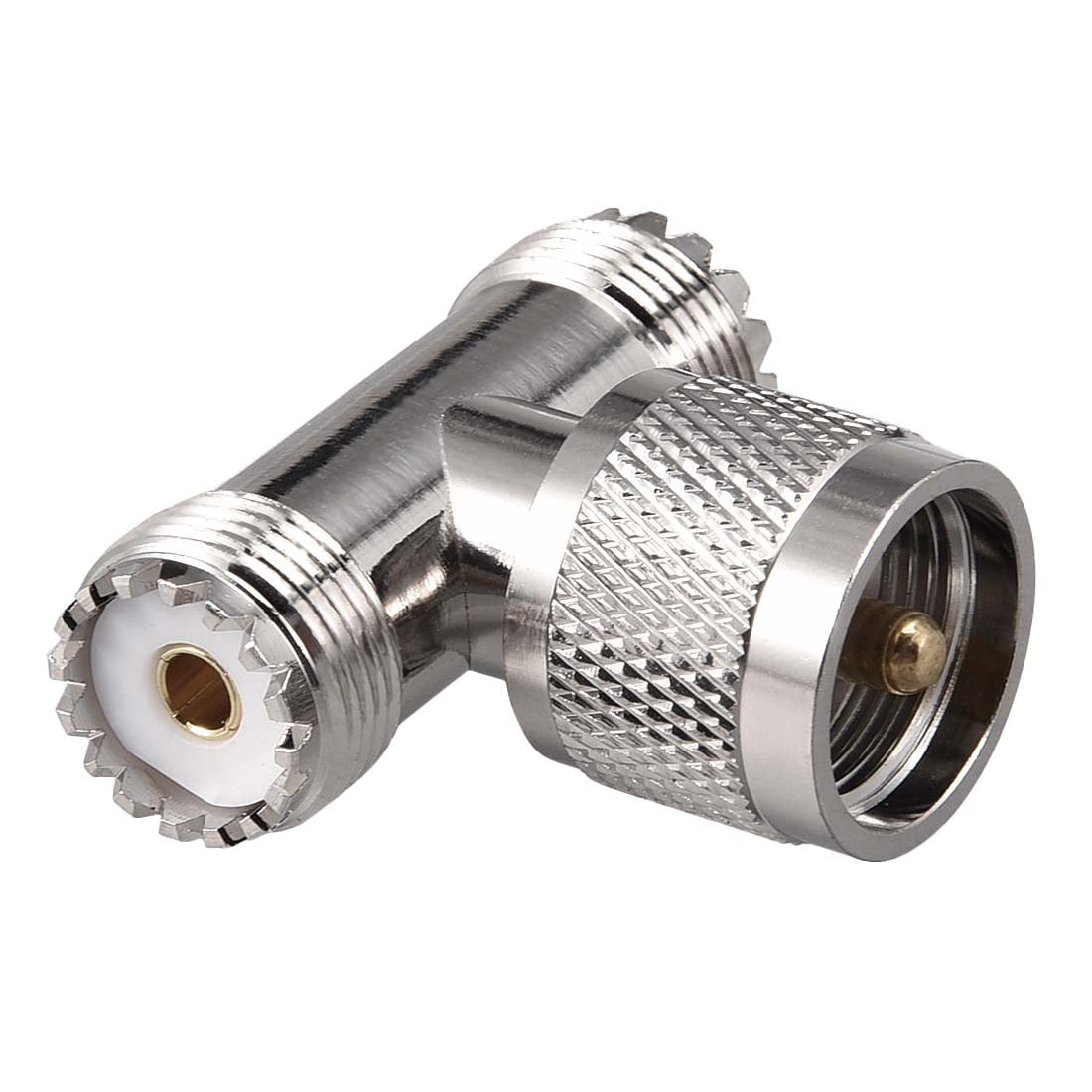 3 Way T-Shaped UHF Male to Female Brass Coaxial Cable RF Connector ...