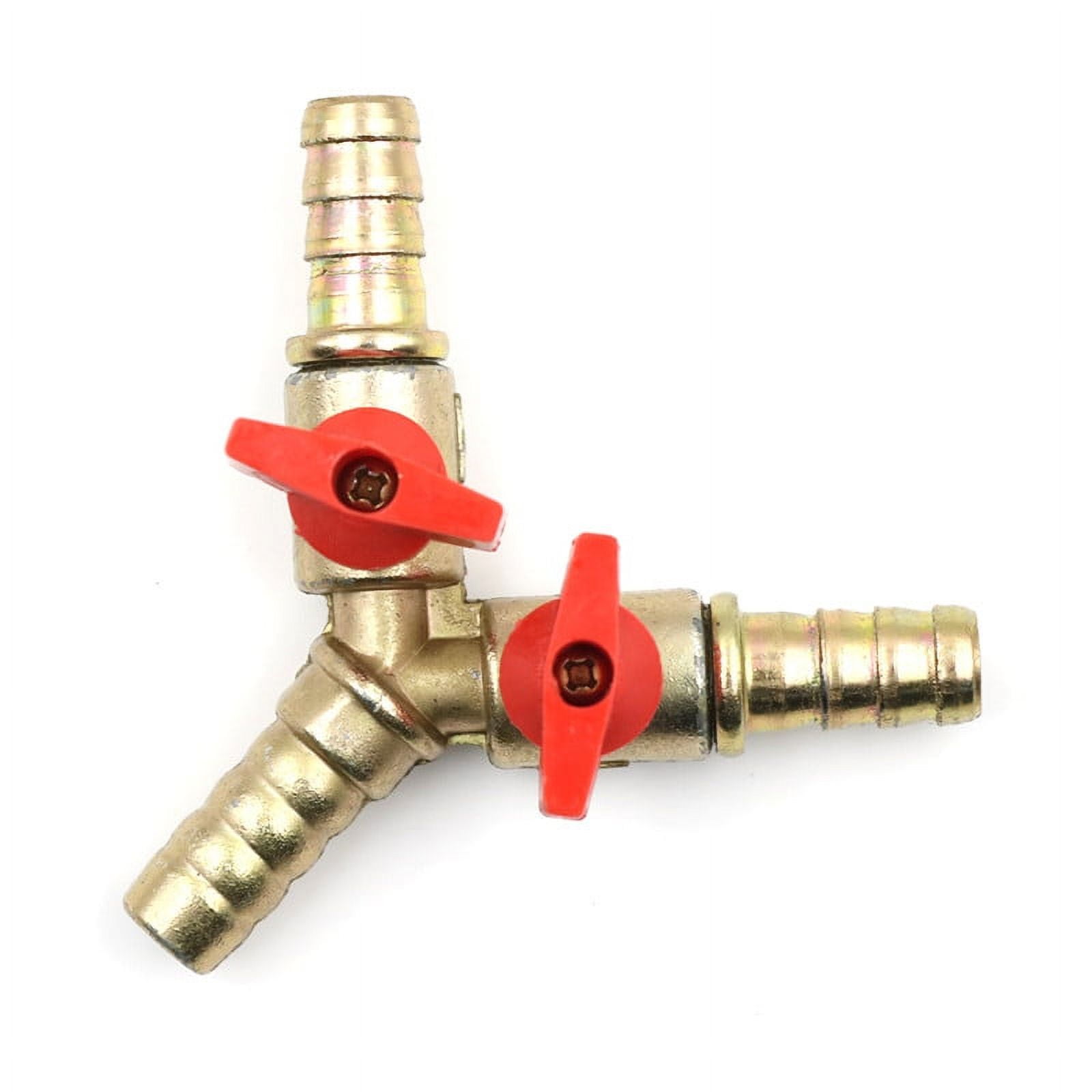 3 Way Tee Brass Y Shut off Ball Valve 3/8" 10mm Barb Fuel Gas Oil ...