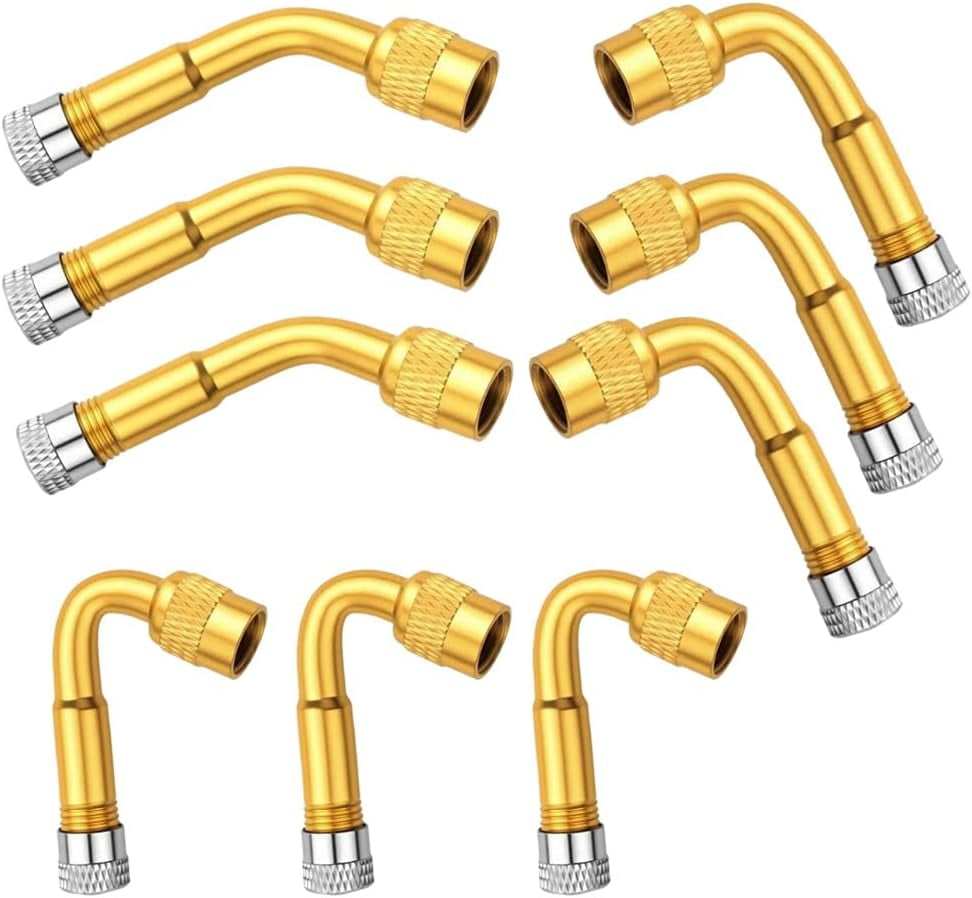 3-Way Tire Valve Extender Kit (9PCS, Brass) - 45°/90°/135° Angles for ...