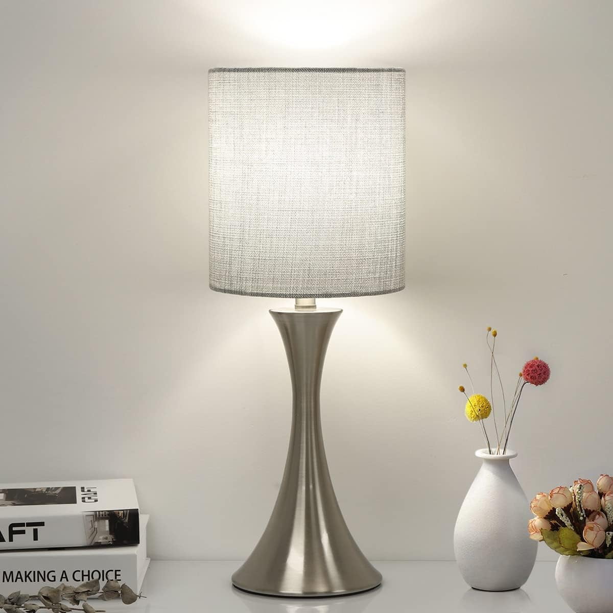 3 Way Touch Control Table Lamp, Dimmable Bedside Desk Lamp with Metal ...